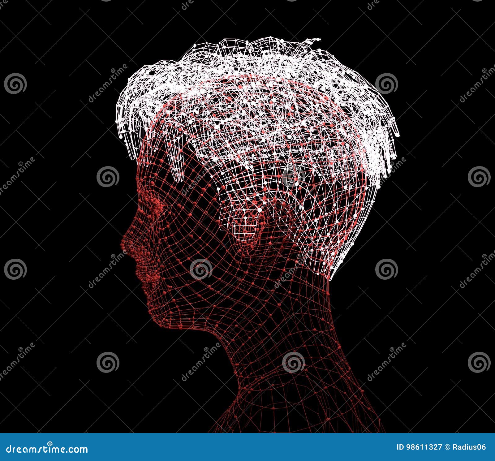 Head of the Person from a 3d Grid. Stock Illustration - Illustration of ...