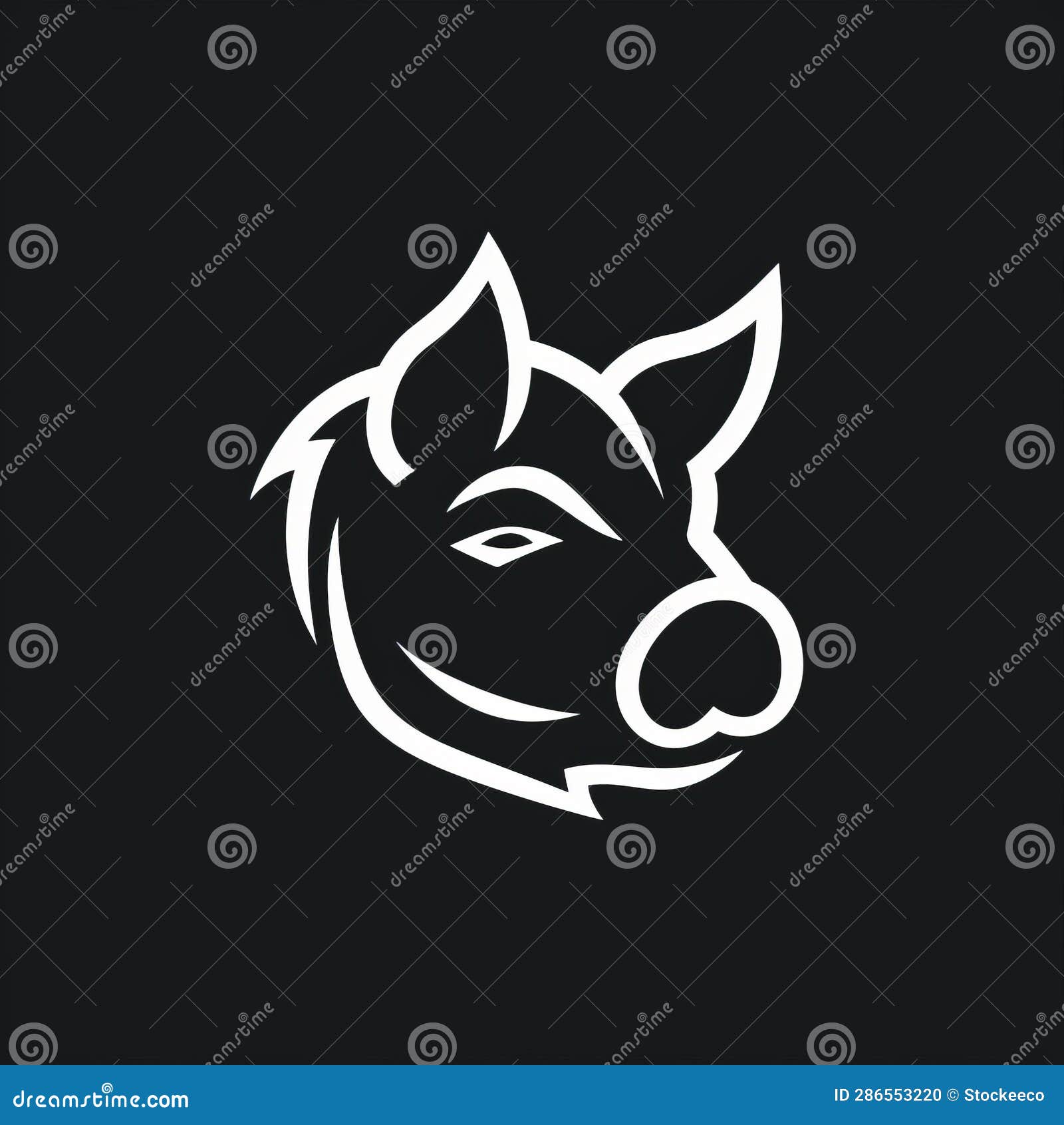 Aggressive Pig Head Logo Design - Modern, Stylized, Black and White ...