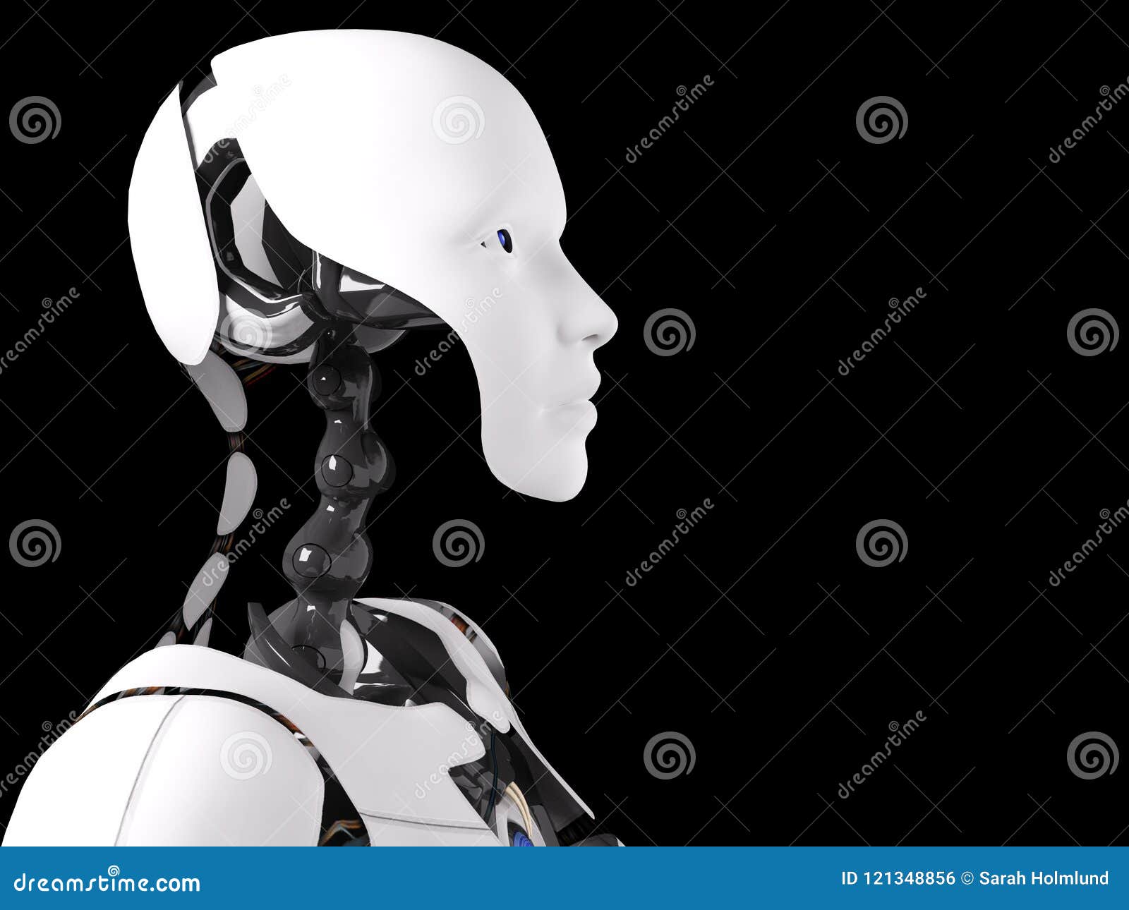 3D Rendering of Female Robot Head. Stock Illustration - Illustration of ...