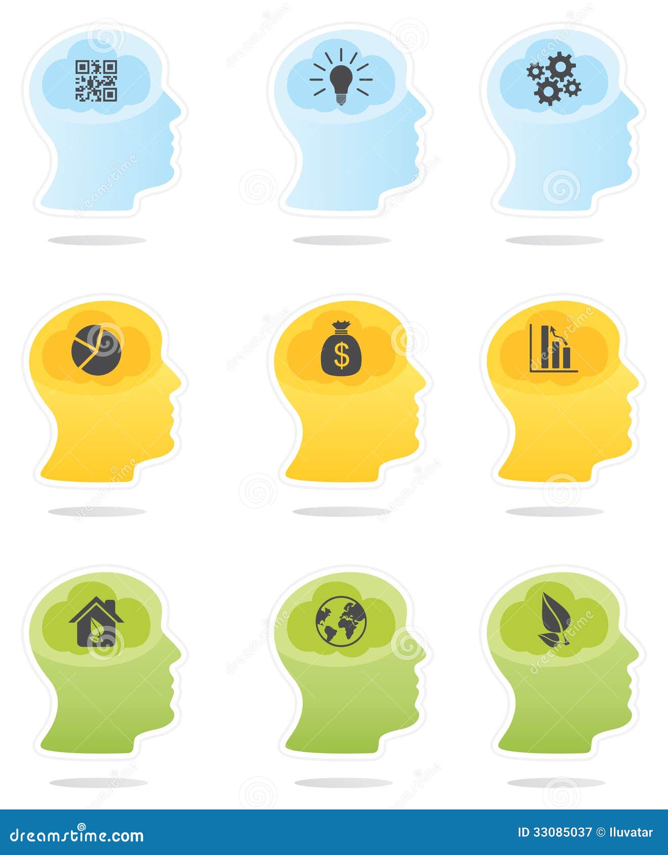 Head Profiles with Idea Symbols Stock Vector - Illustration of profile ...