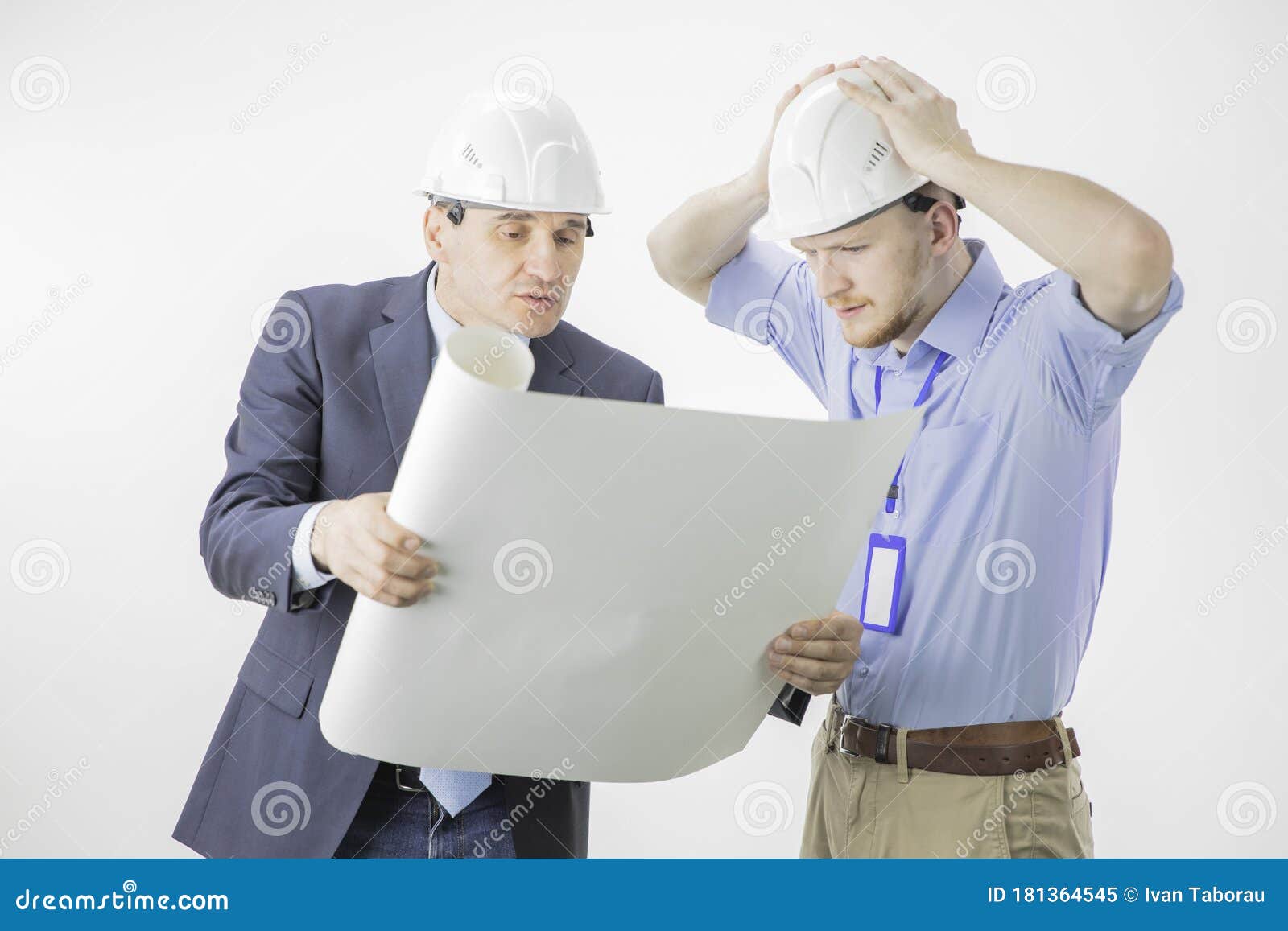Head of Project and Chief Engineer Discussing Mistakes and Problems in ...
