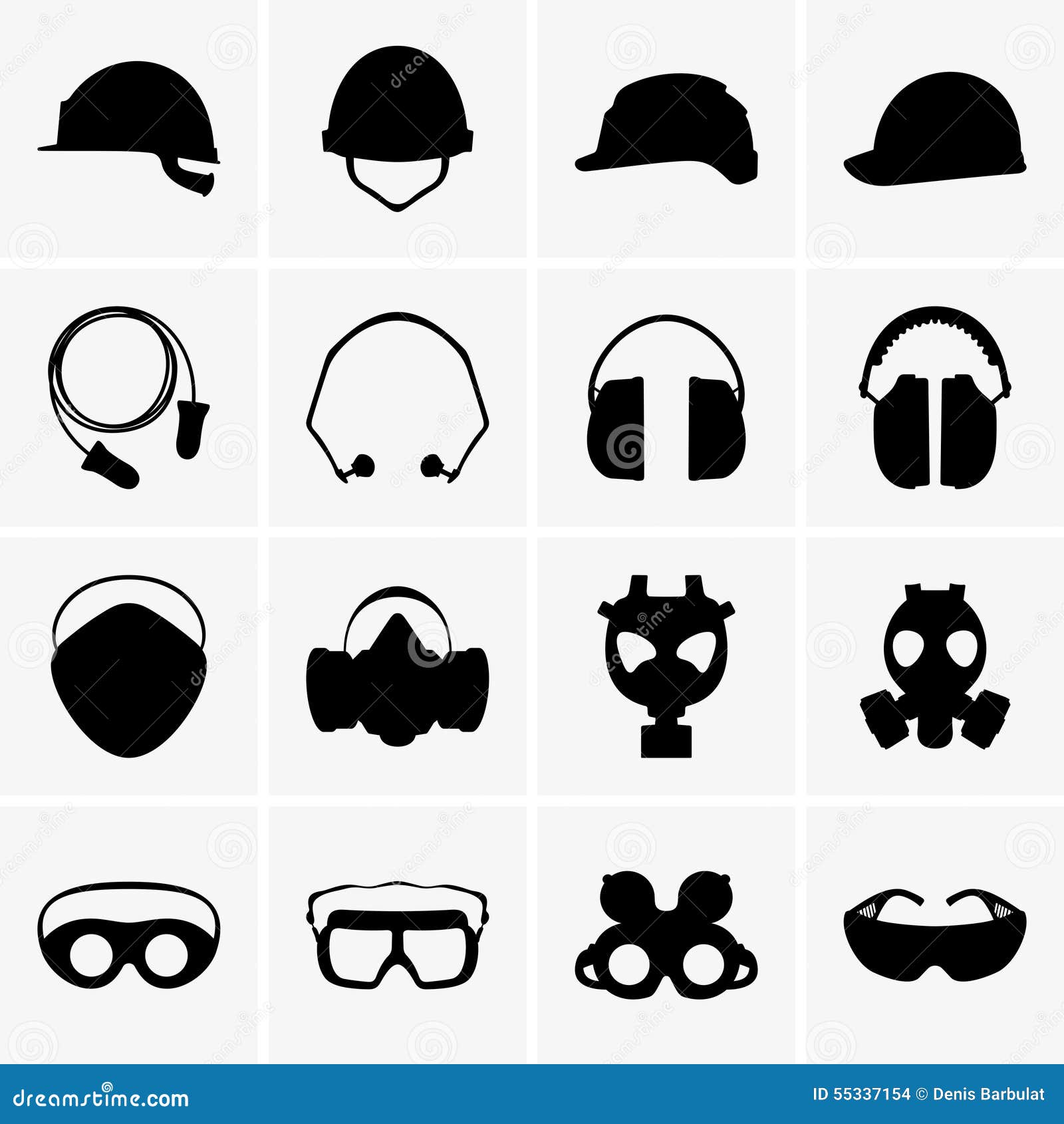 Head protection equipment stock vector. Illustration of earplug - 55337154