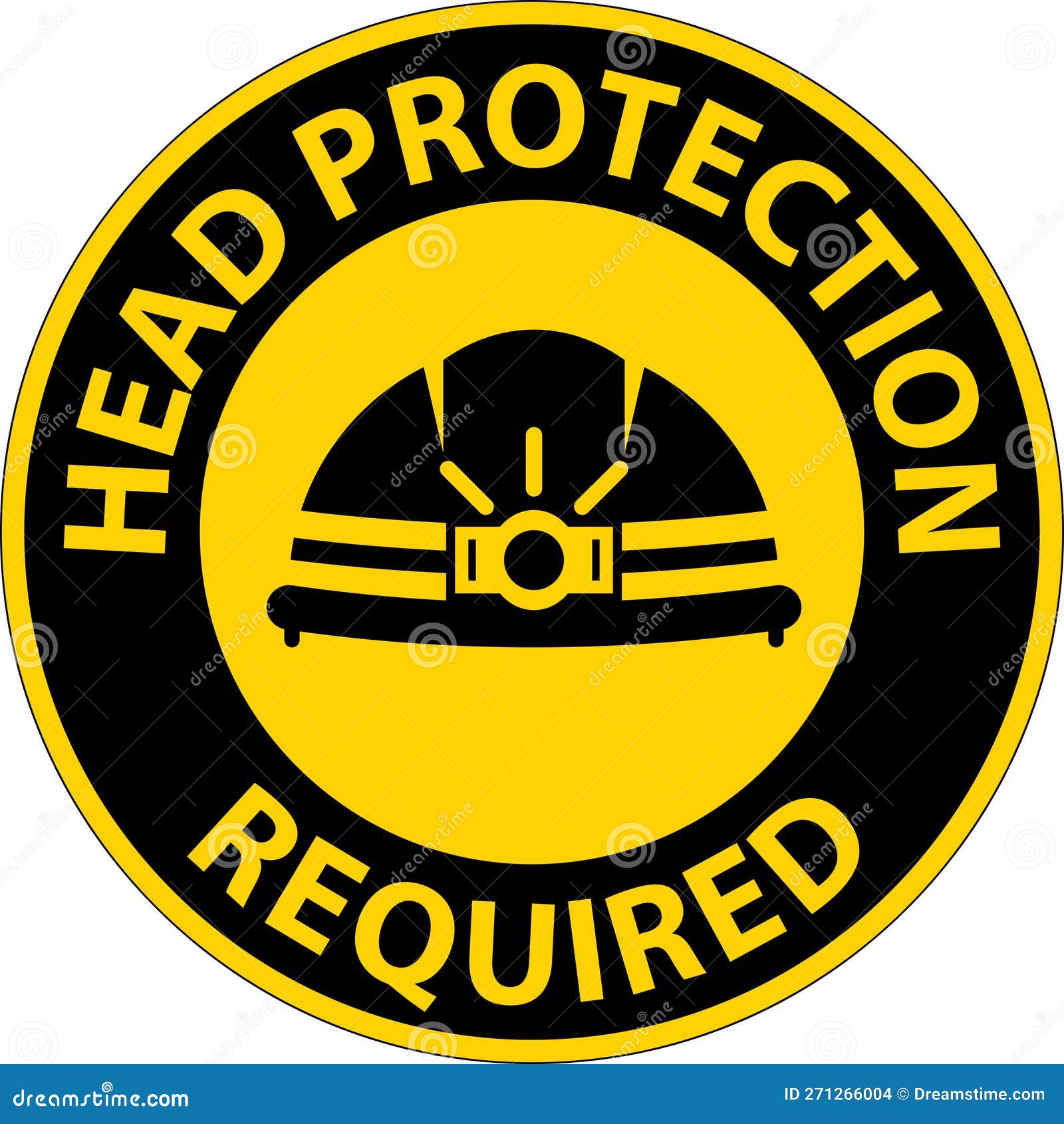Head Protection Required Sign on White Background Stock Vector ...