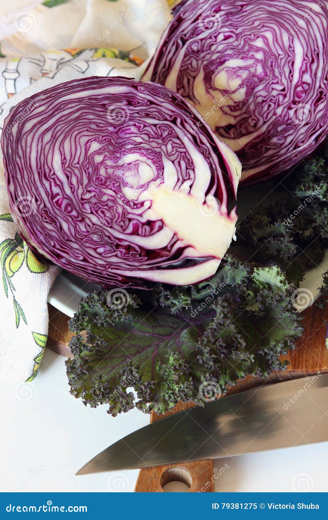 A Head of Purple Cabbage Cut in Half Stock Image - Image of food ...