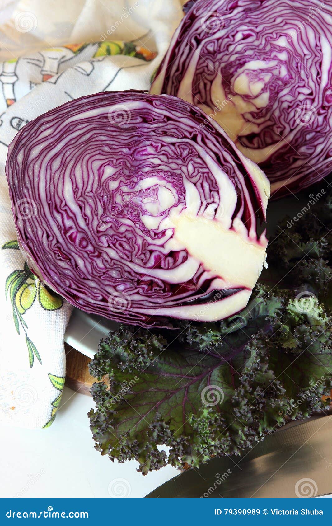 A Head of Purple Cabbage Cut in Half Stock Image - Image of vegetable ...
