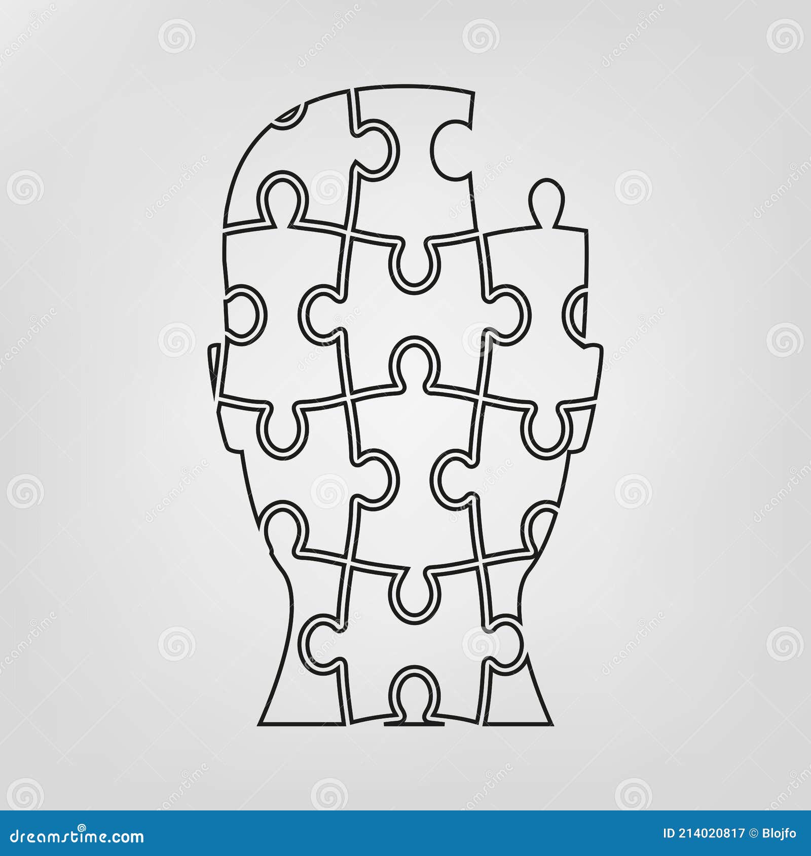 Head Puzzle Black Missing Piece Outlined Stock Vector - Illustration of ...