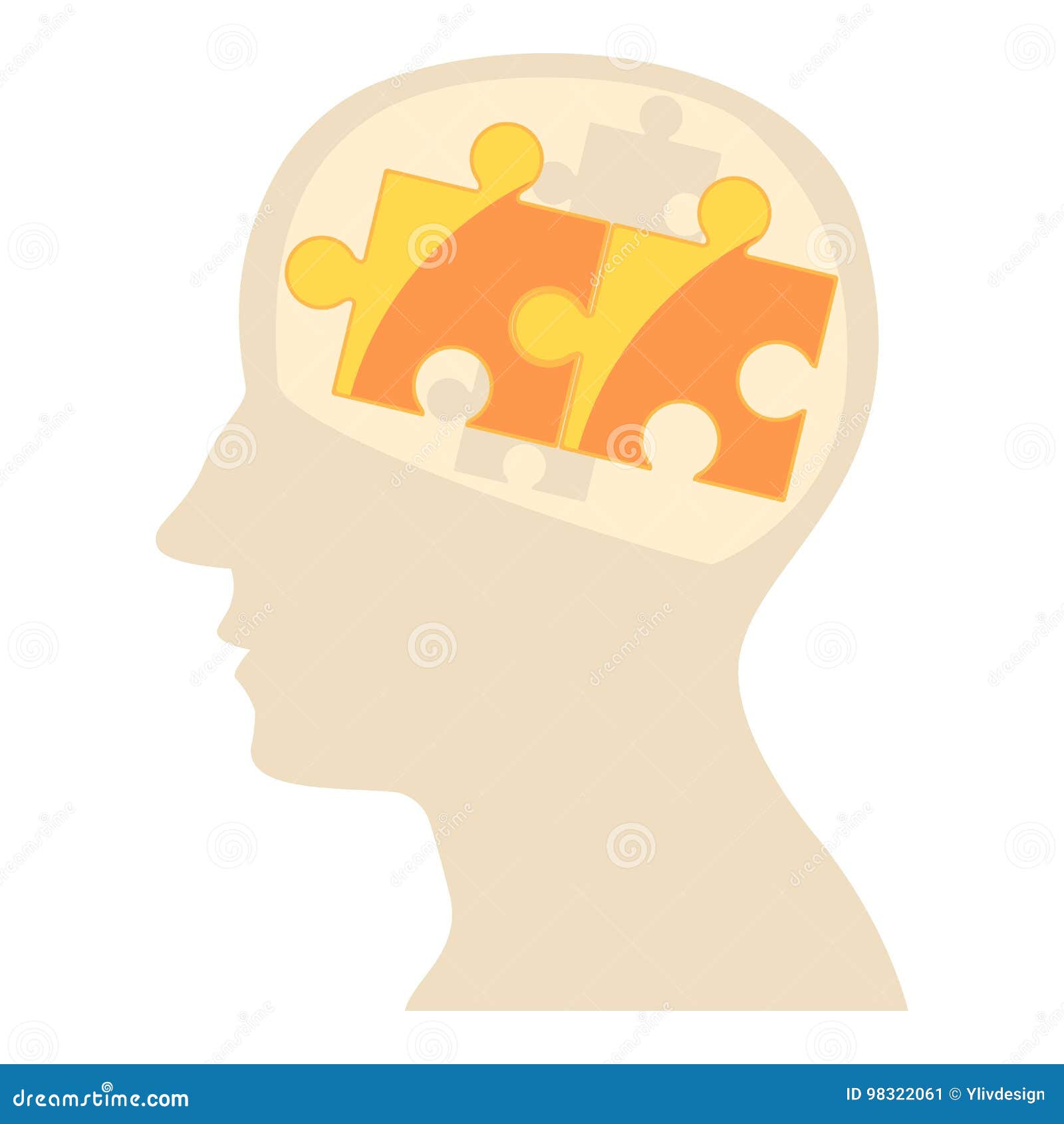 Head with Puzzle Icon, Cartoon Style Stock Vector - Illustration of ...