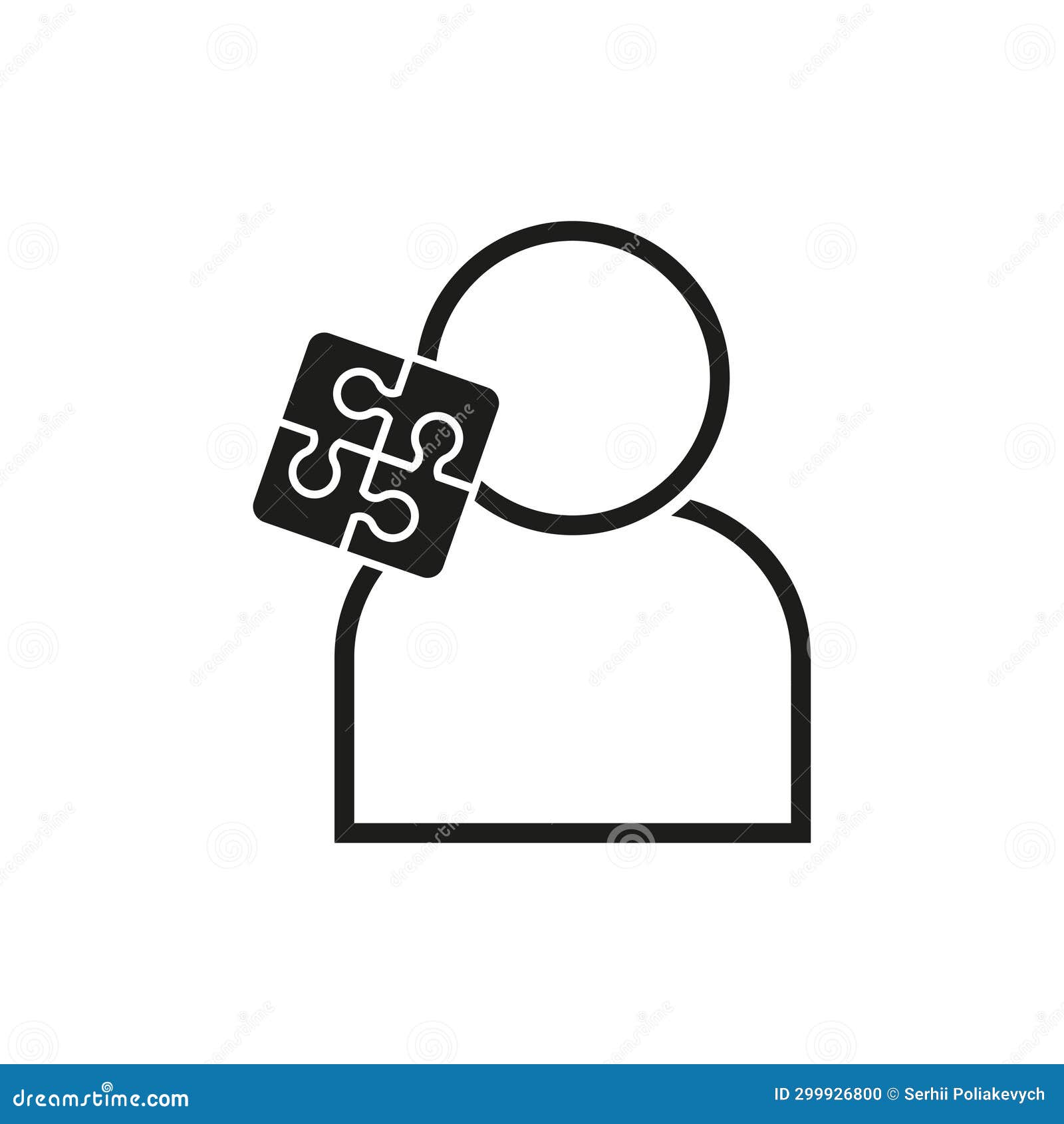 Head and Puzzle Icon. Meaning Problem Solver Symbol. Vector ...