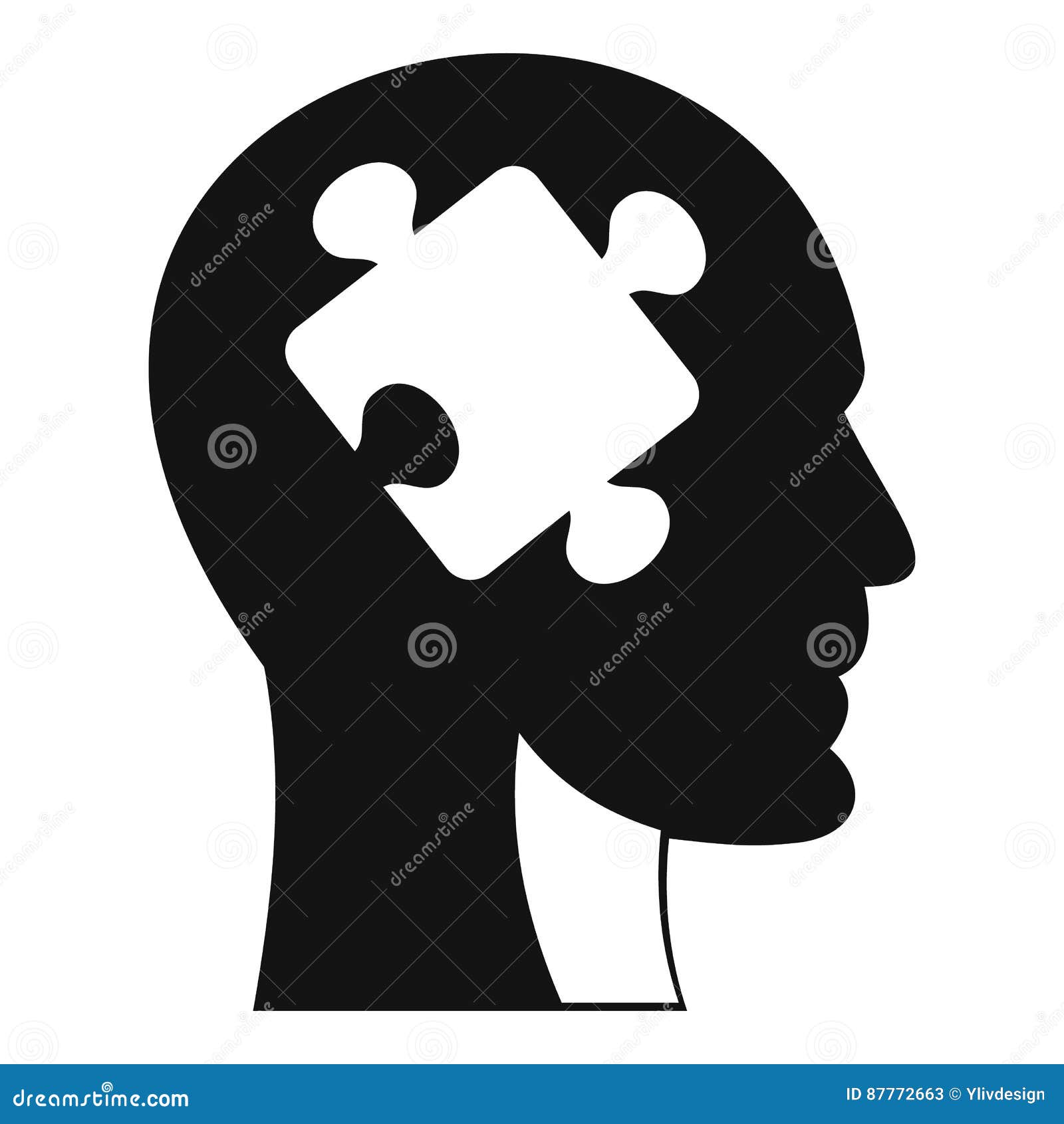 Head with Puzzle Icon, Simple Style Stock Vector - Illustration of ...