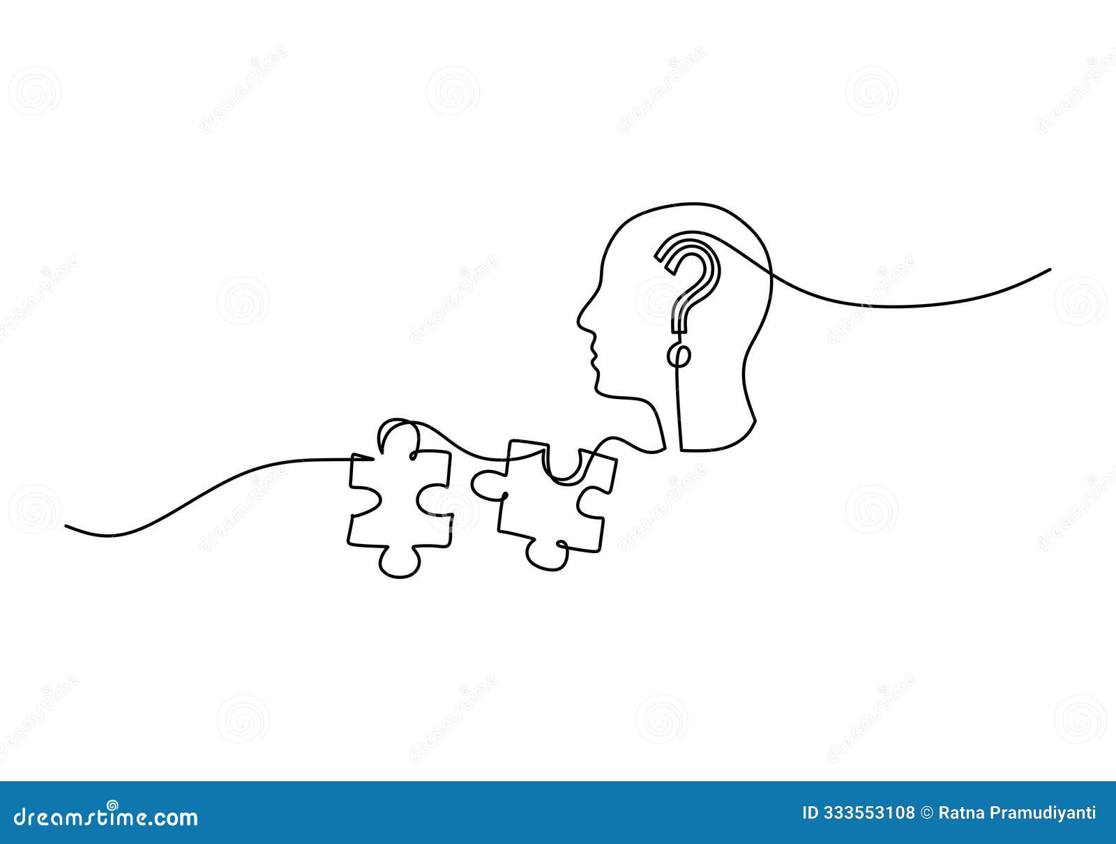Head with Puzzle Piece Continuous Line Drawing. Problem Solving ...
