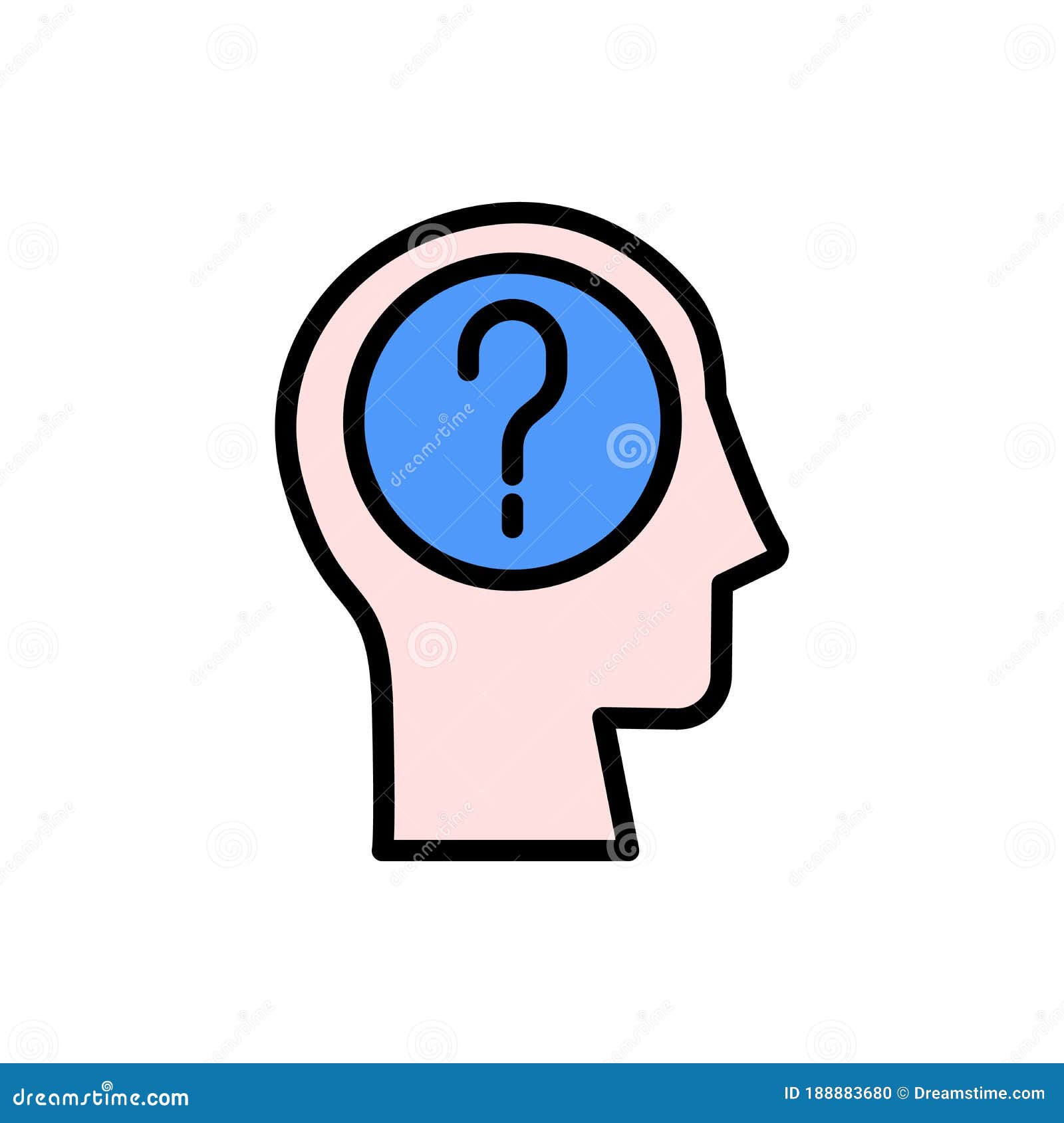 Head Question Icon. Simple Color with Outline Vector Elements of Brain ...