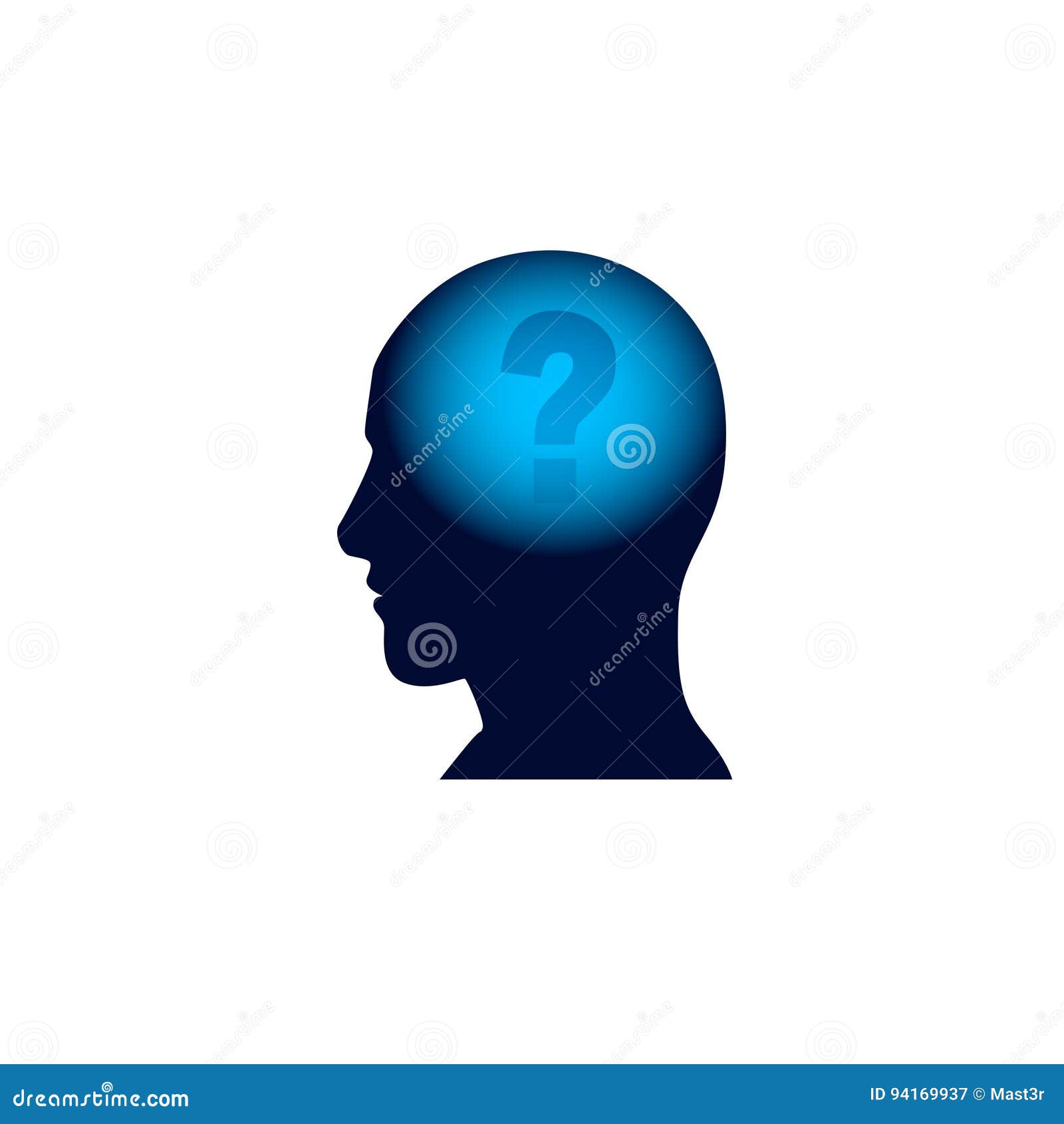 Head with Question Mark in Brain, Brainstorm Thinking Intelligence ...