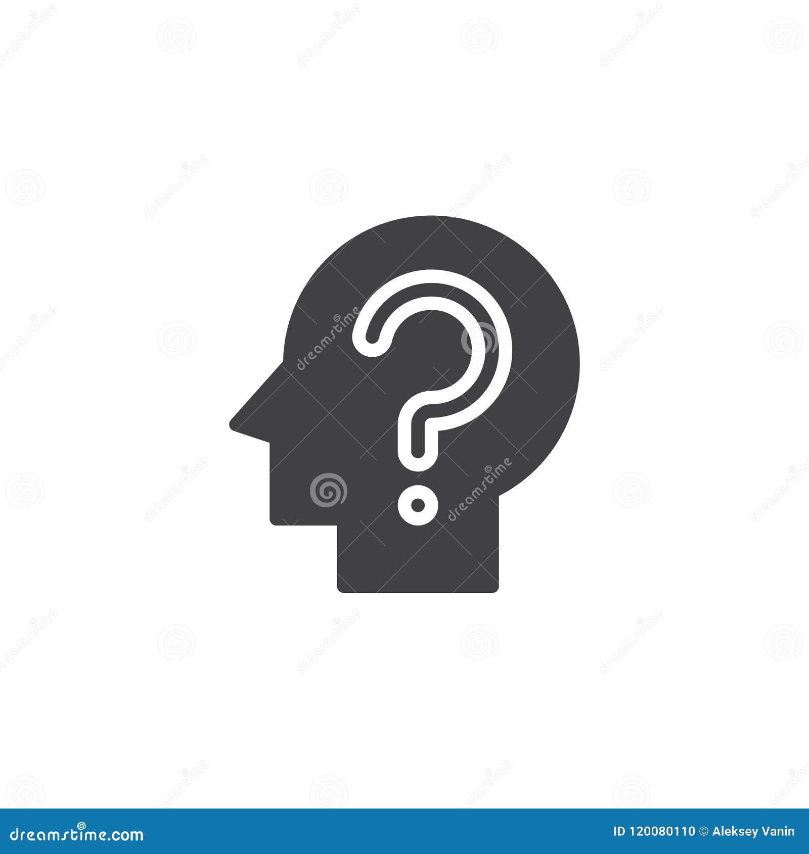 Head with Question Mark Vector Icon Stock Vector - Illustration of ...