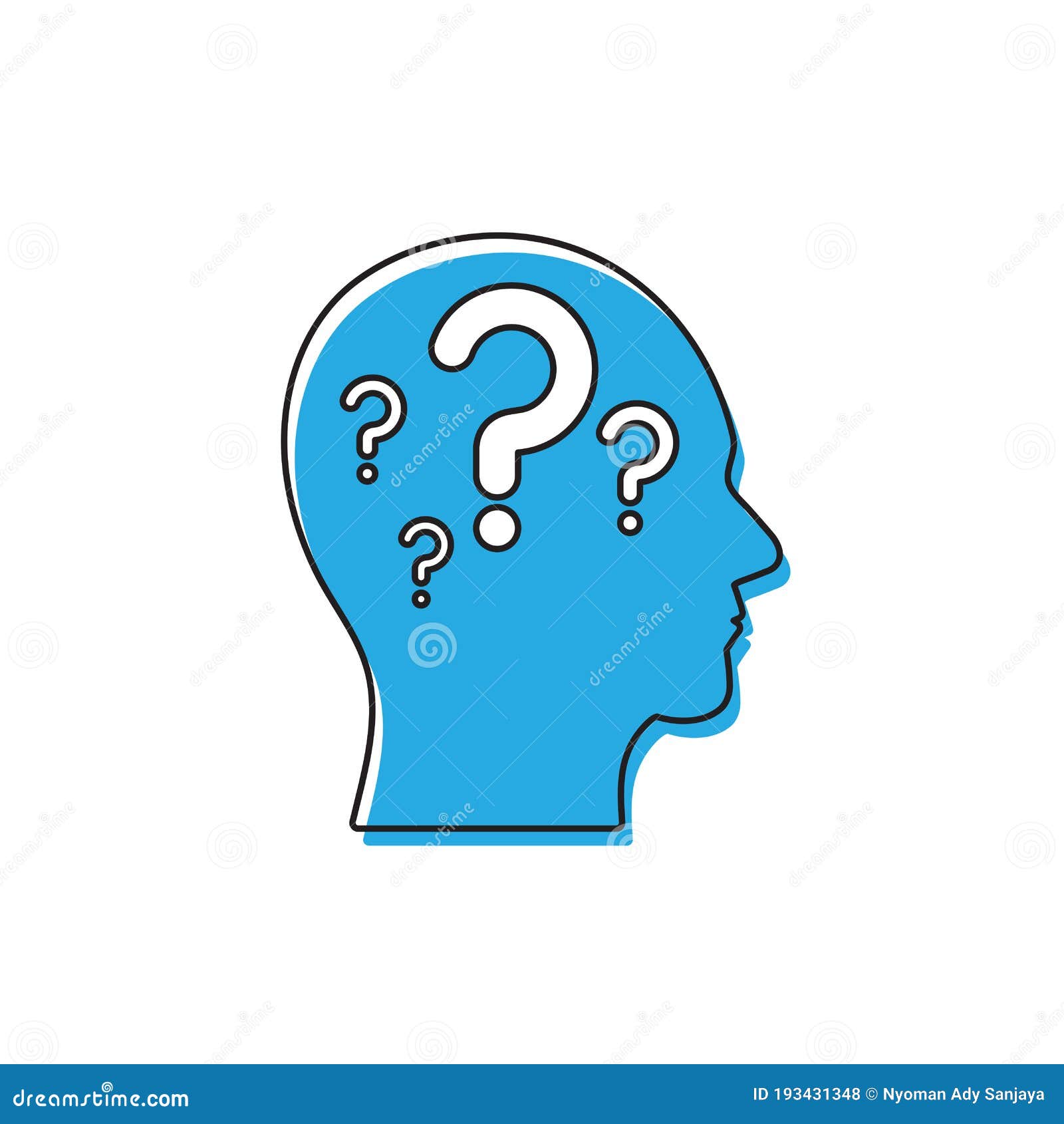 Head with Question Mark Vector Icon Isolated on White Background Stock ...
