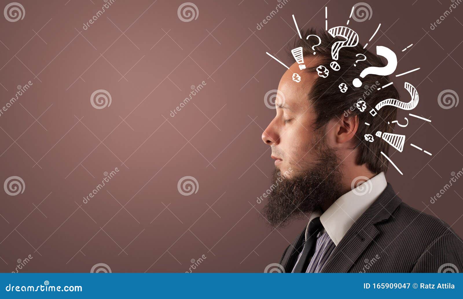 Head with question signs stock image. Image of function - 165909047