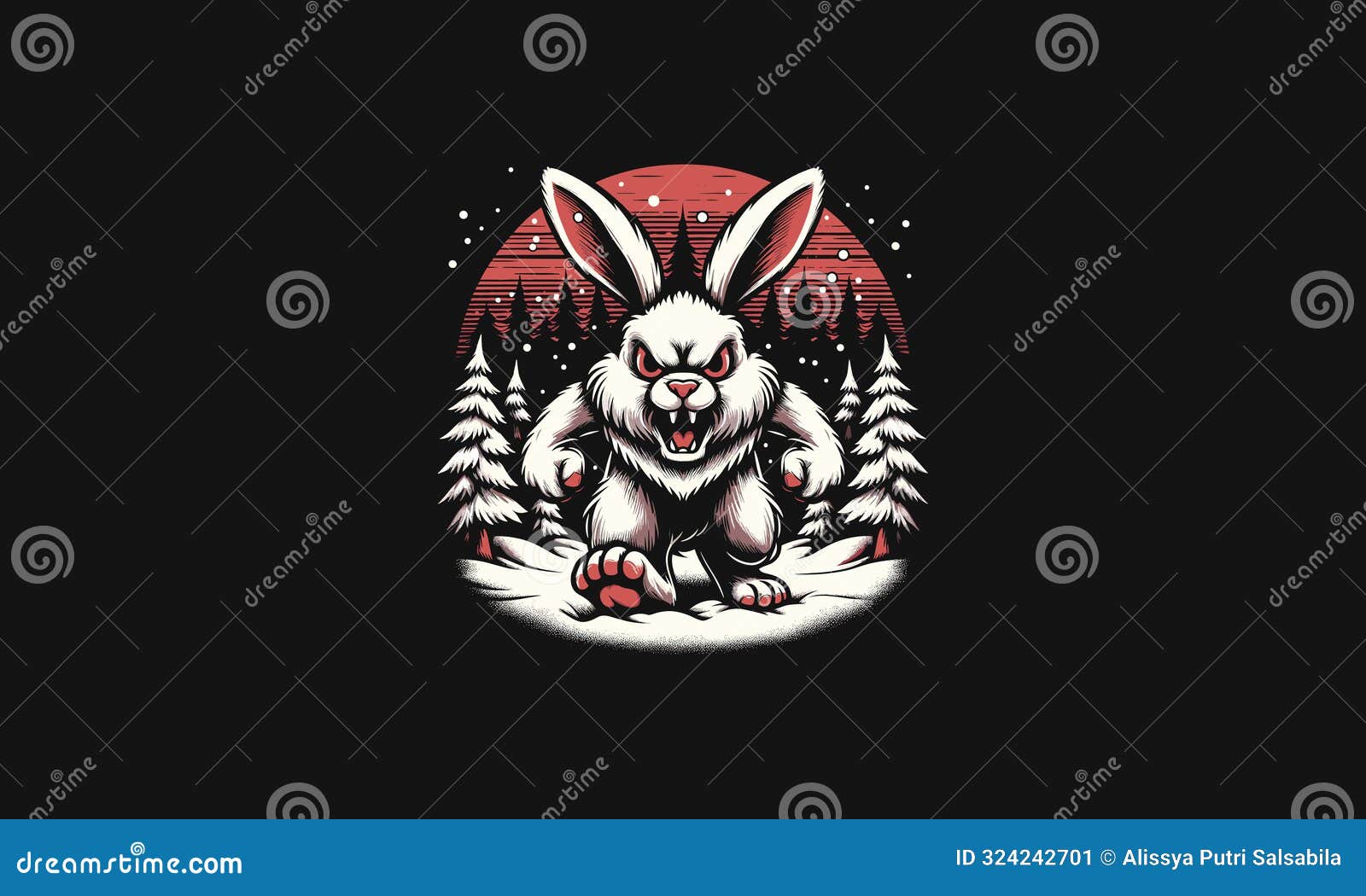 Head Rabbit Angry on Forest Vector Artwork Design Stock Vector ...