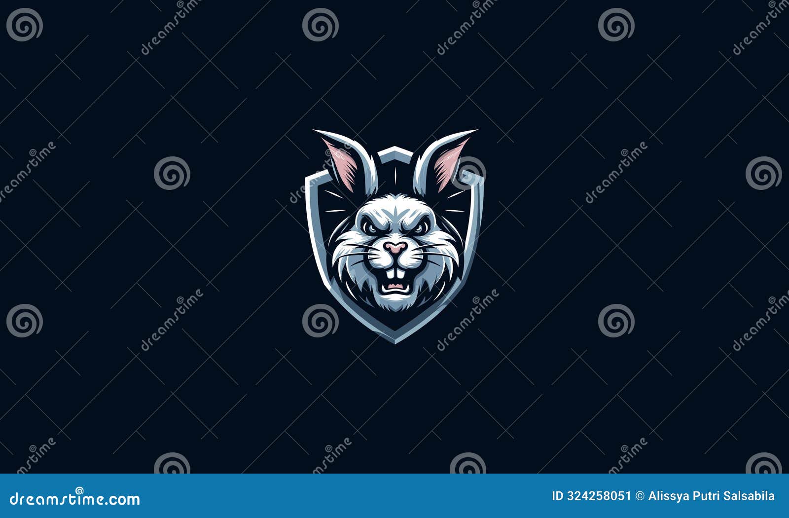 Head Rabbit Angry on Shield Vector Illustration Logo Design Stock ...