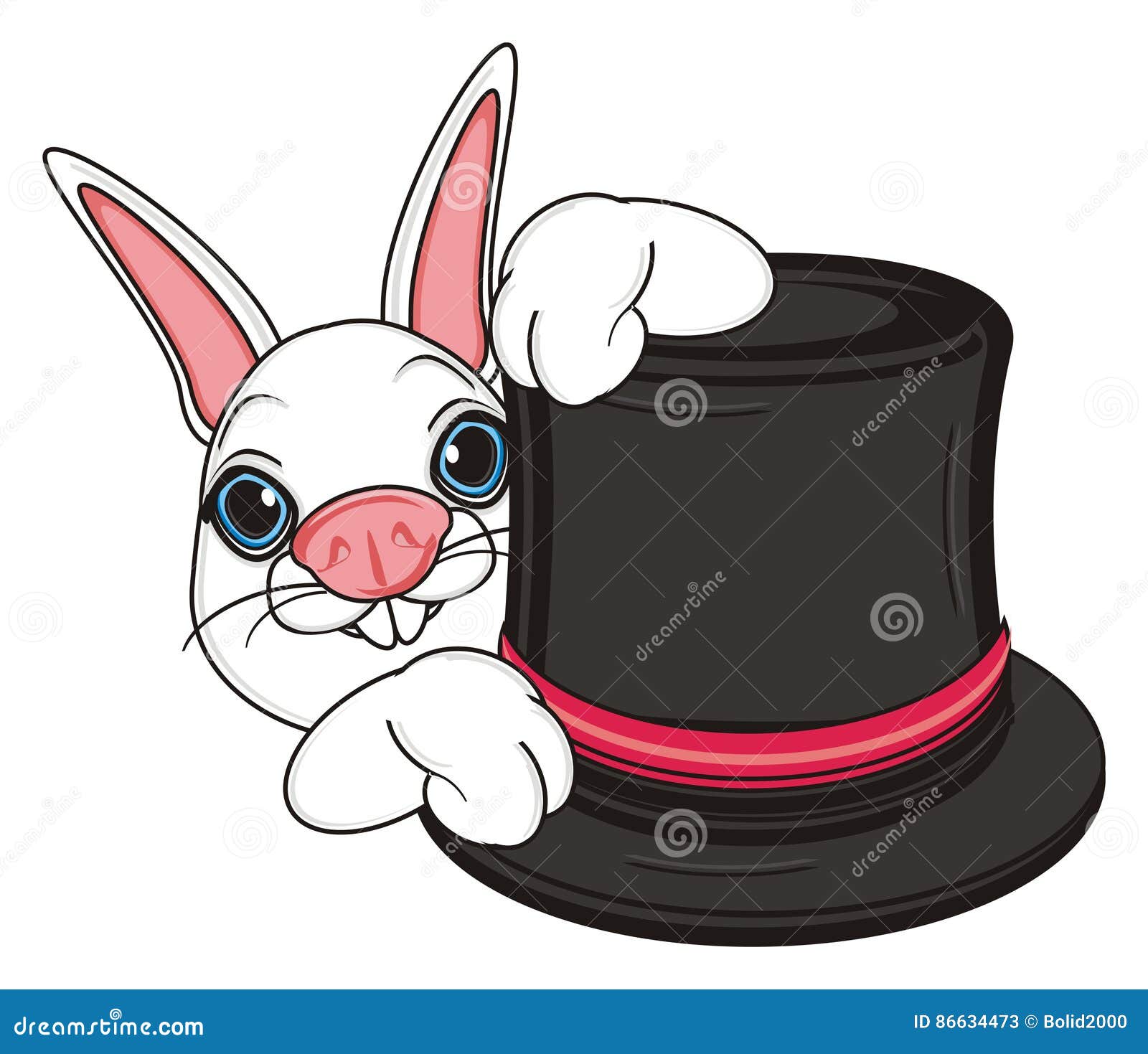 Head of Rabbit with Black Hat Stock Illustration - Illustration of ...
