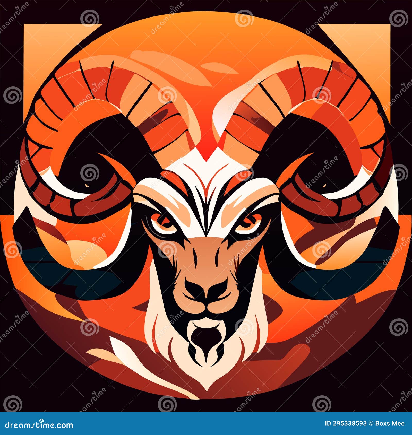 Head of the Ram with Abstract Pattern on the Background. Vector ...