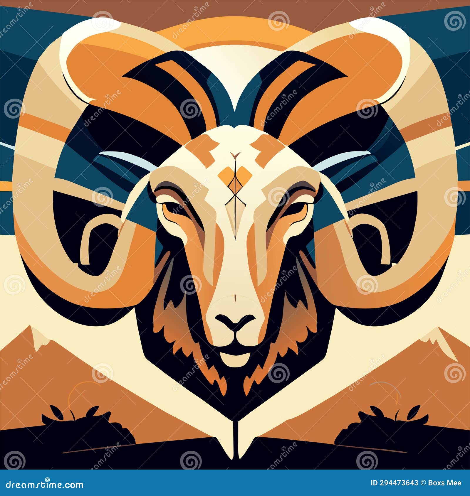 Head of a Ram with a Crown on His Head. Vector Illustration Stock ...