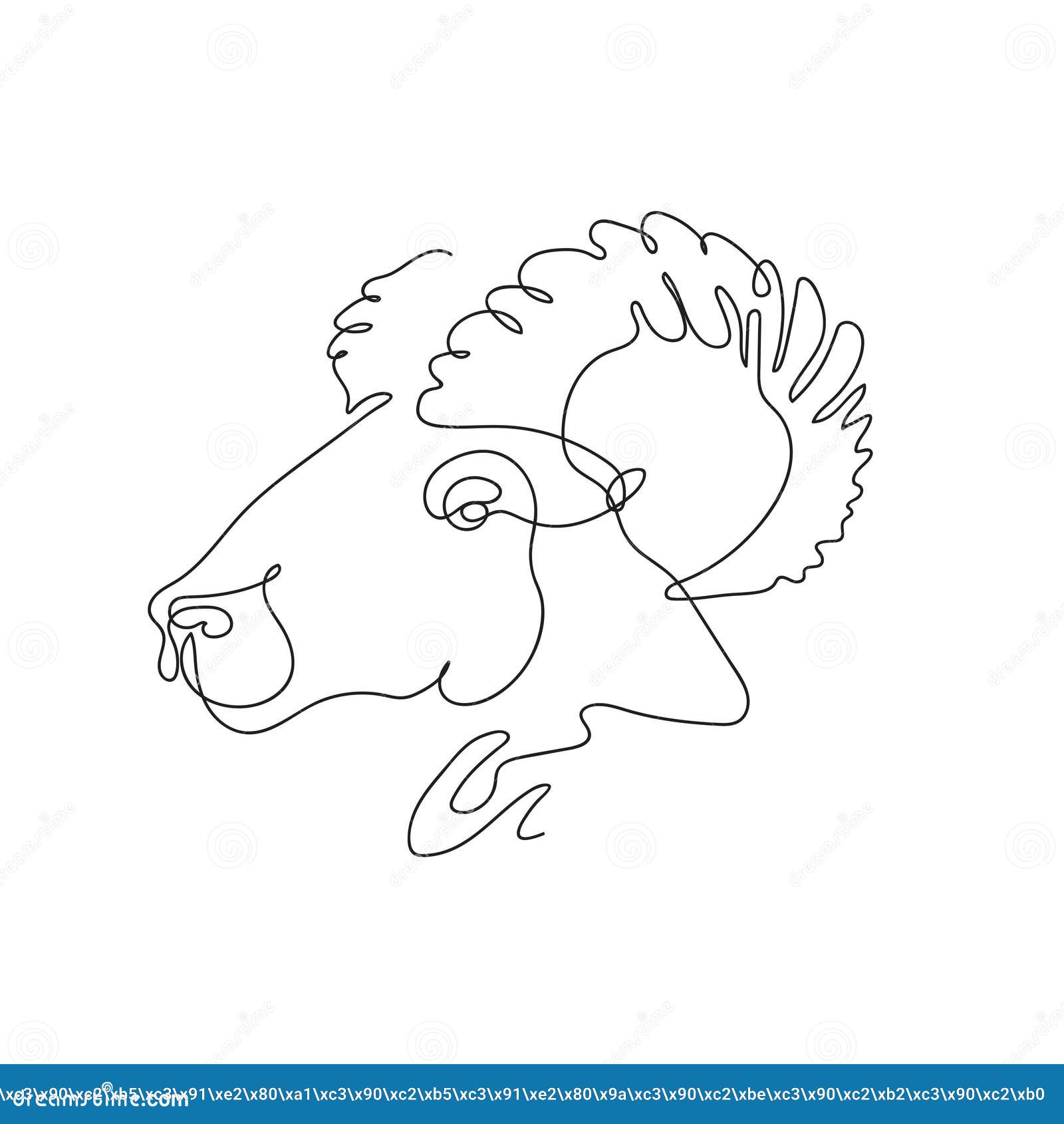 The Head of a Ram, Drawn in One Line. Continuous Line Stock Vector ...
