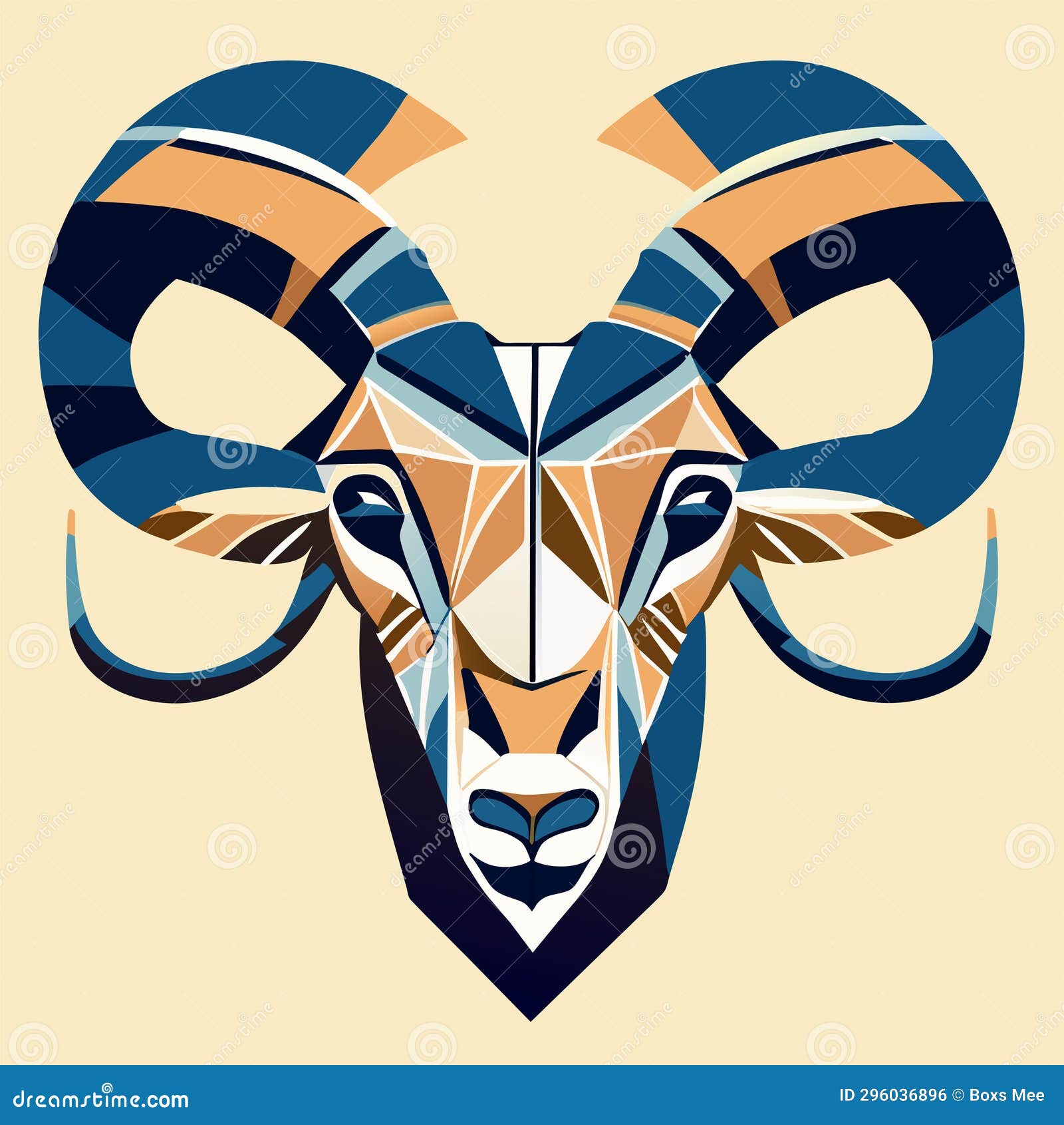 Head of a Ram with Geometric Pattern. Vector Illustration in Low Poly ...