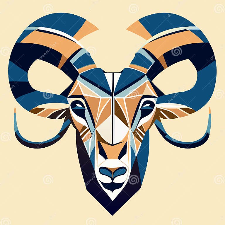 Head of a Ram with Geometric Pattern. Vector Illustration in Low Poly ...
