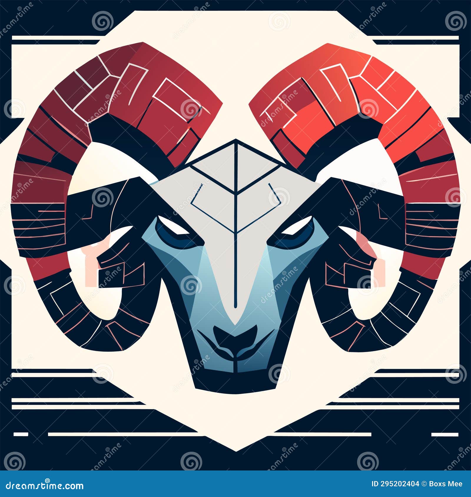 Head of the Ram with Horns. Vector Illustration in a Flat Style Stock ...