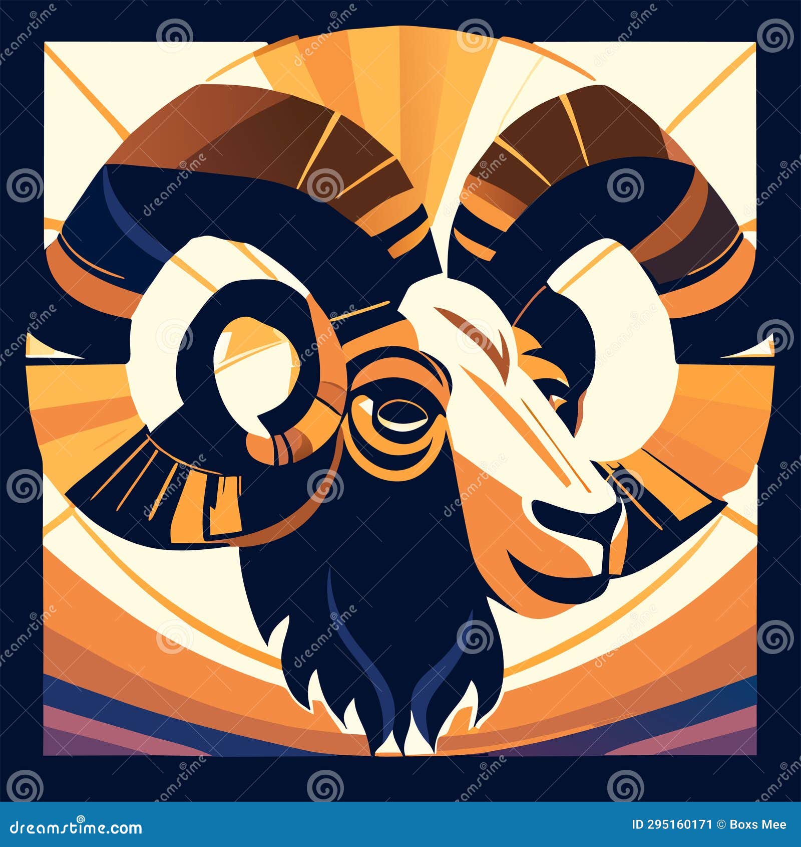 Head of a Ram with Horns. Vector Illustration in a Flat Style Stock ...