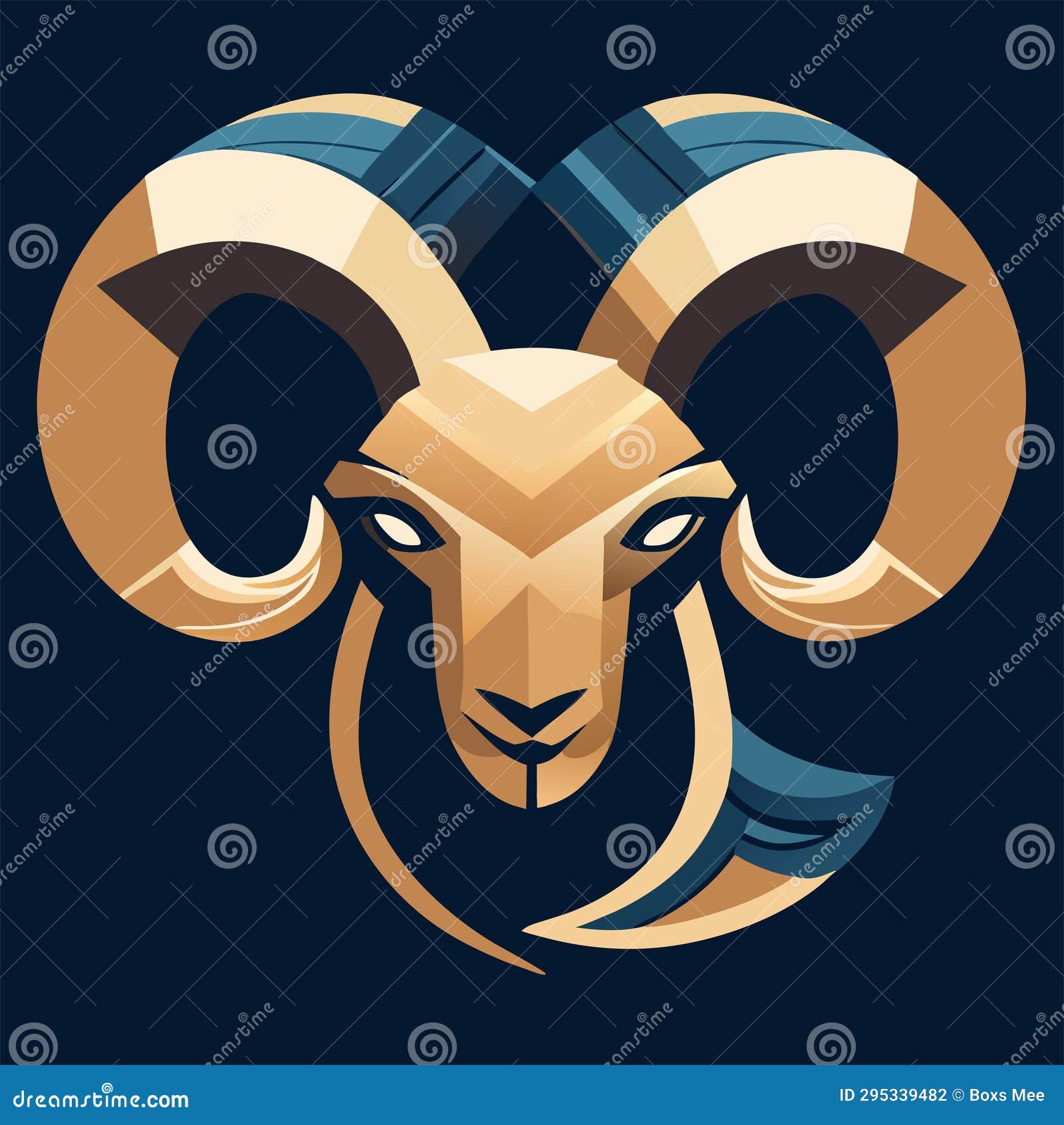 Head of a Ram with Horns. Vector Illustration in Flat Style Stock ...