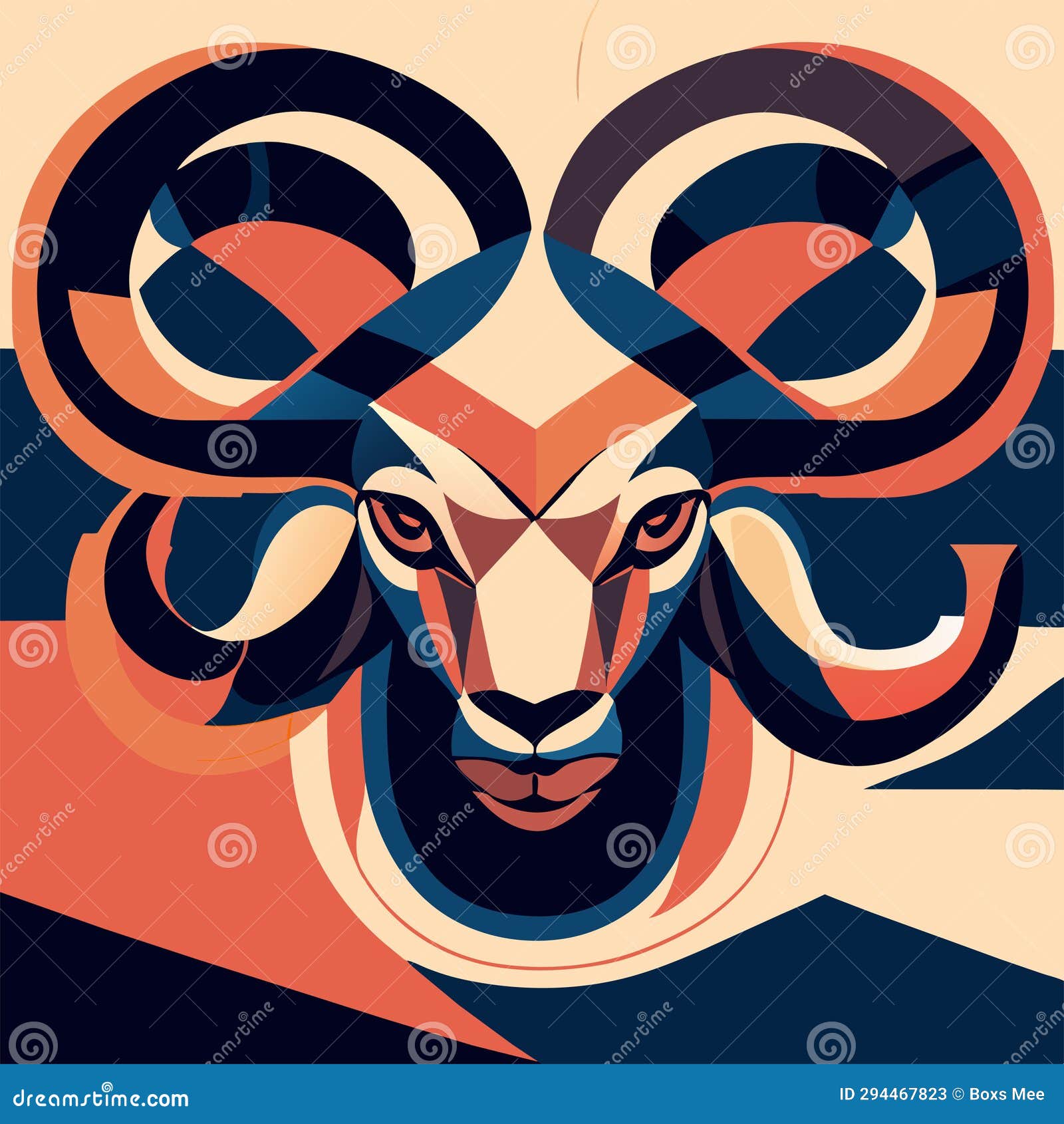 Head of a Ram in a Modern Style. Abstract Vector Illustration Stock ...