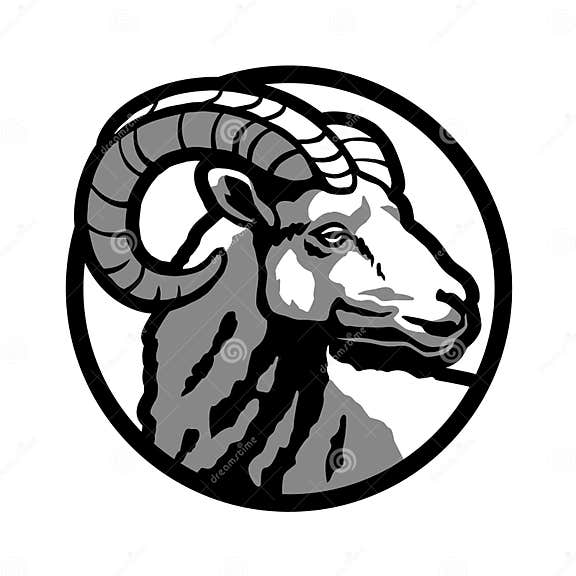 The Head of a Ram. Round Logo, Emblem. Vector Illustration. Stock ...