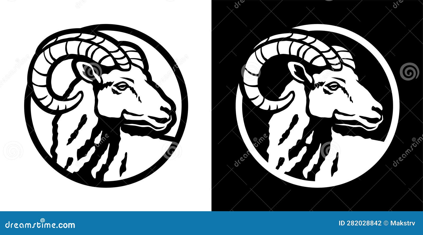 The Head of a Ram. Round Logo, Emblem. Vector Illustration. Stock ...