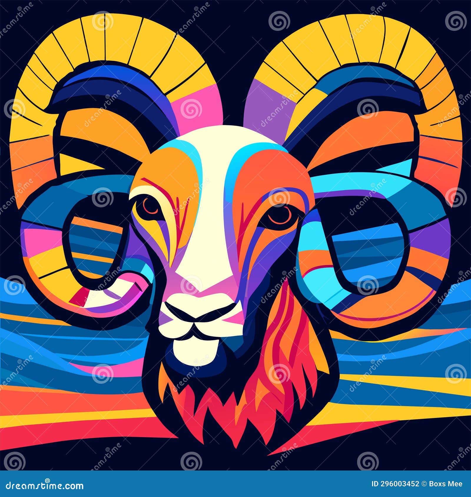 Head of a Ram in the Style of Pop Art. Vector Illustration Stock Vector ...