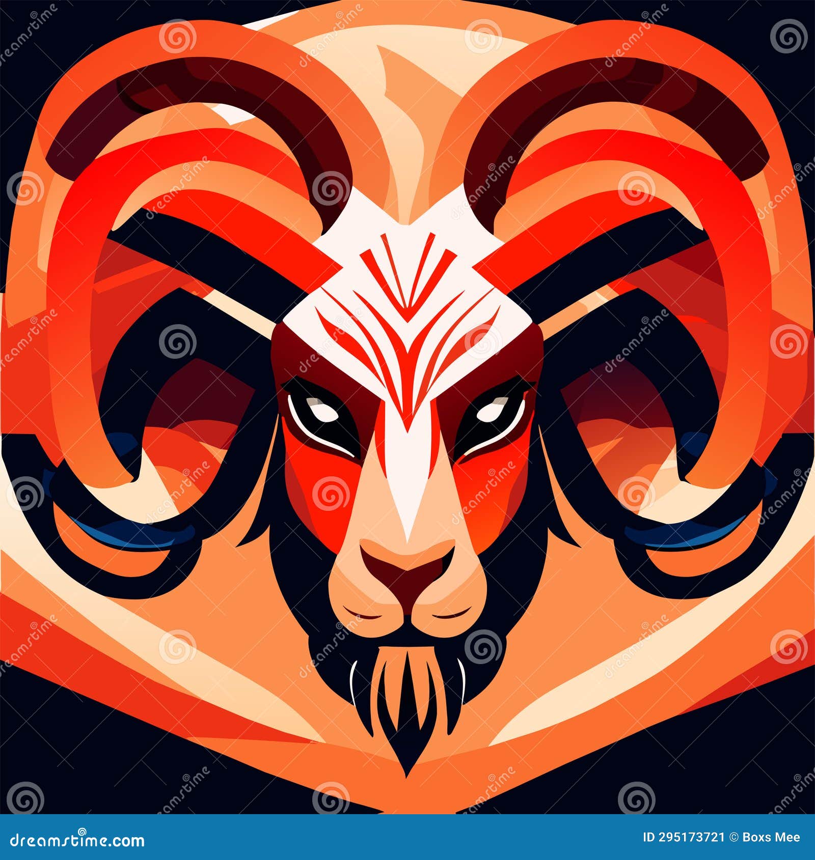 Head of the Ram. Vector Illustration in a Flat Style on a Dark ...