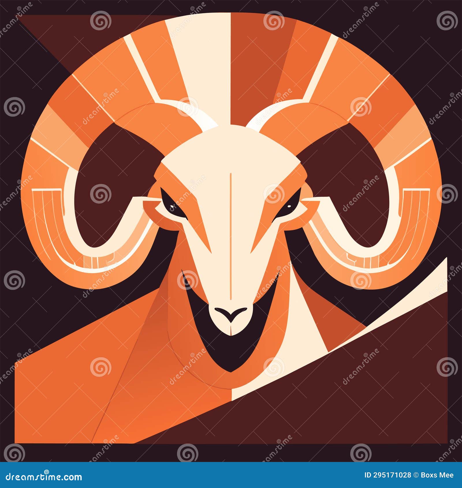 Head of a Ram. Vector Illustration of a Ram Head in a Flat Style Stock ...