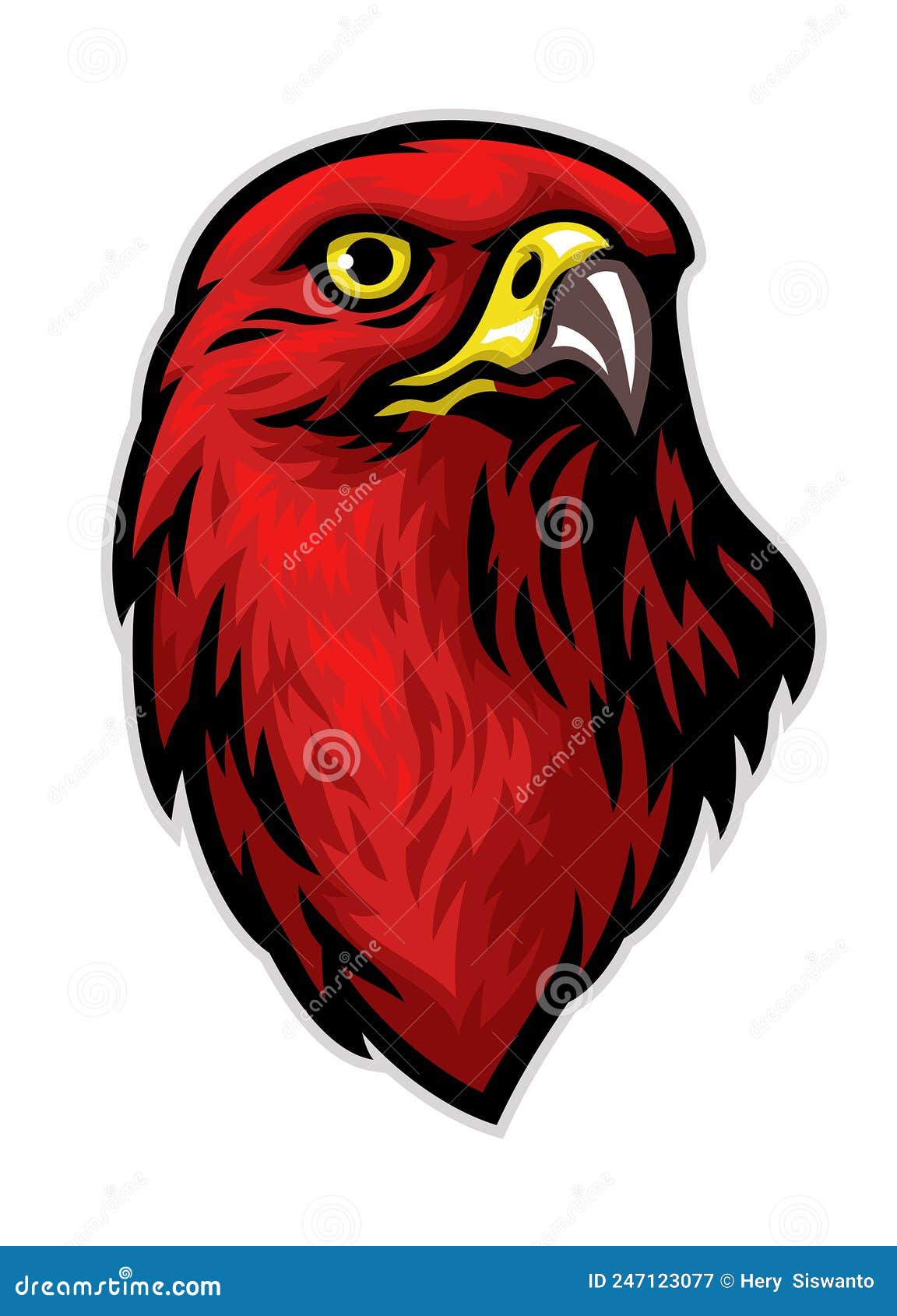 Head of Red Hawk stock vector. Illustration of falcon - 247123077