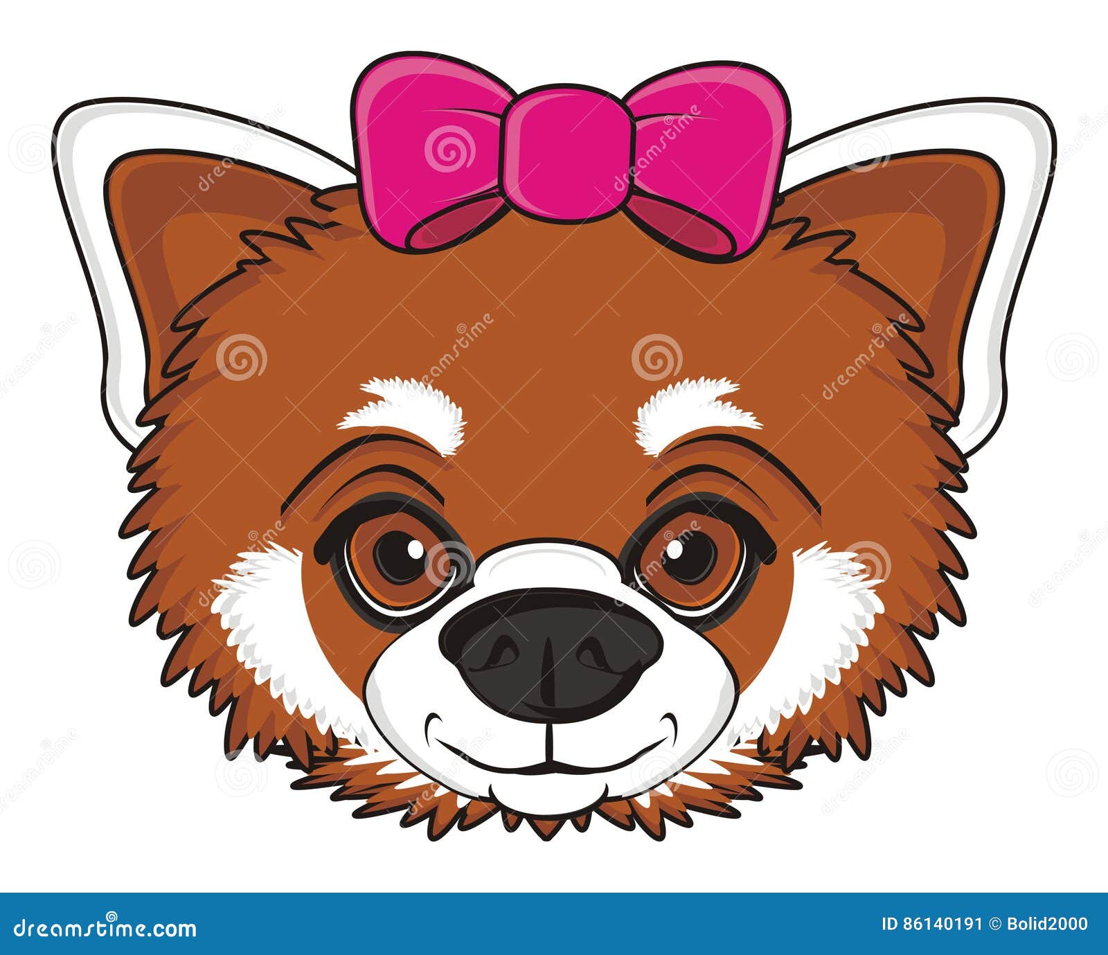 Head of red panda with bow stock illustration. Illustration of face ...