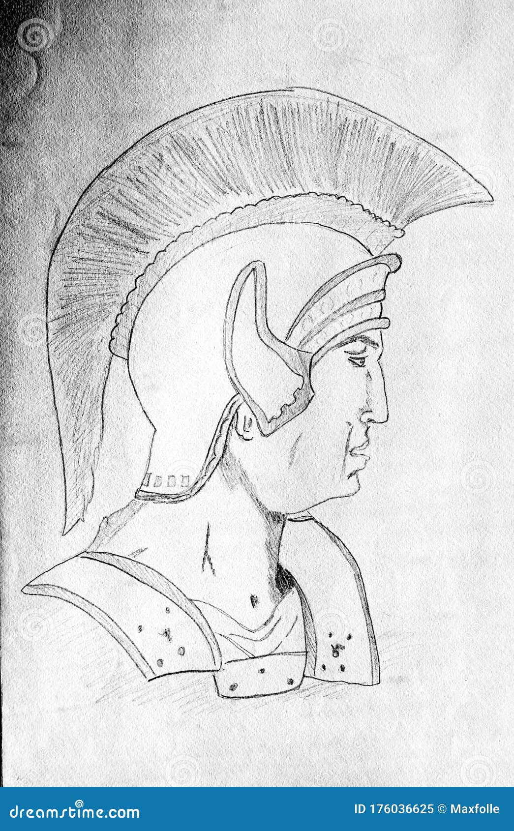The Head of a Roman Warrior with Helmet Stock Illustration ...
