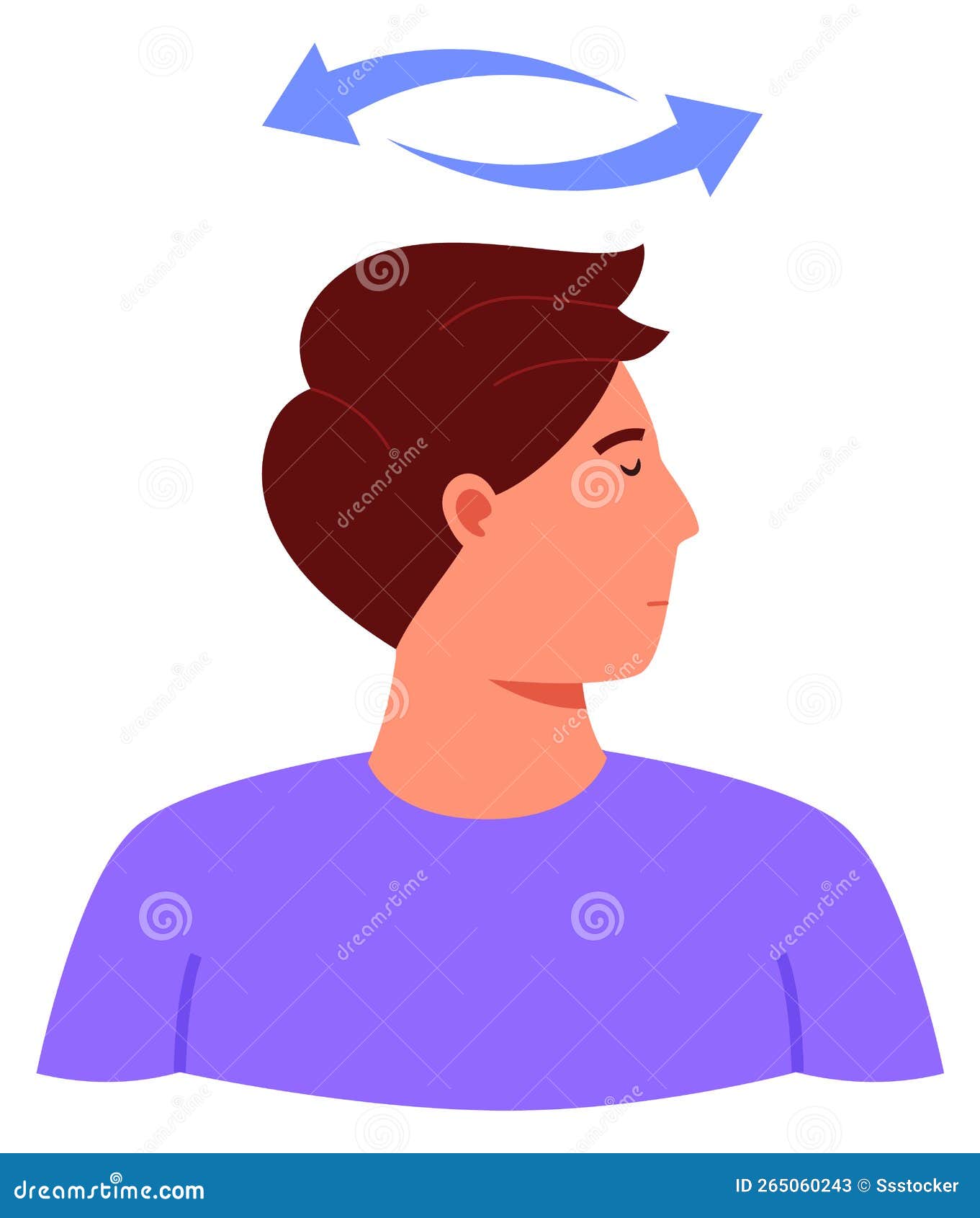 Neck Rotation Exercise. Turning Head Up And Down Vector Illustration ...