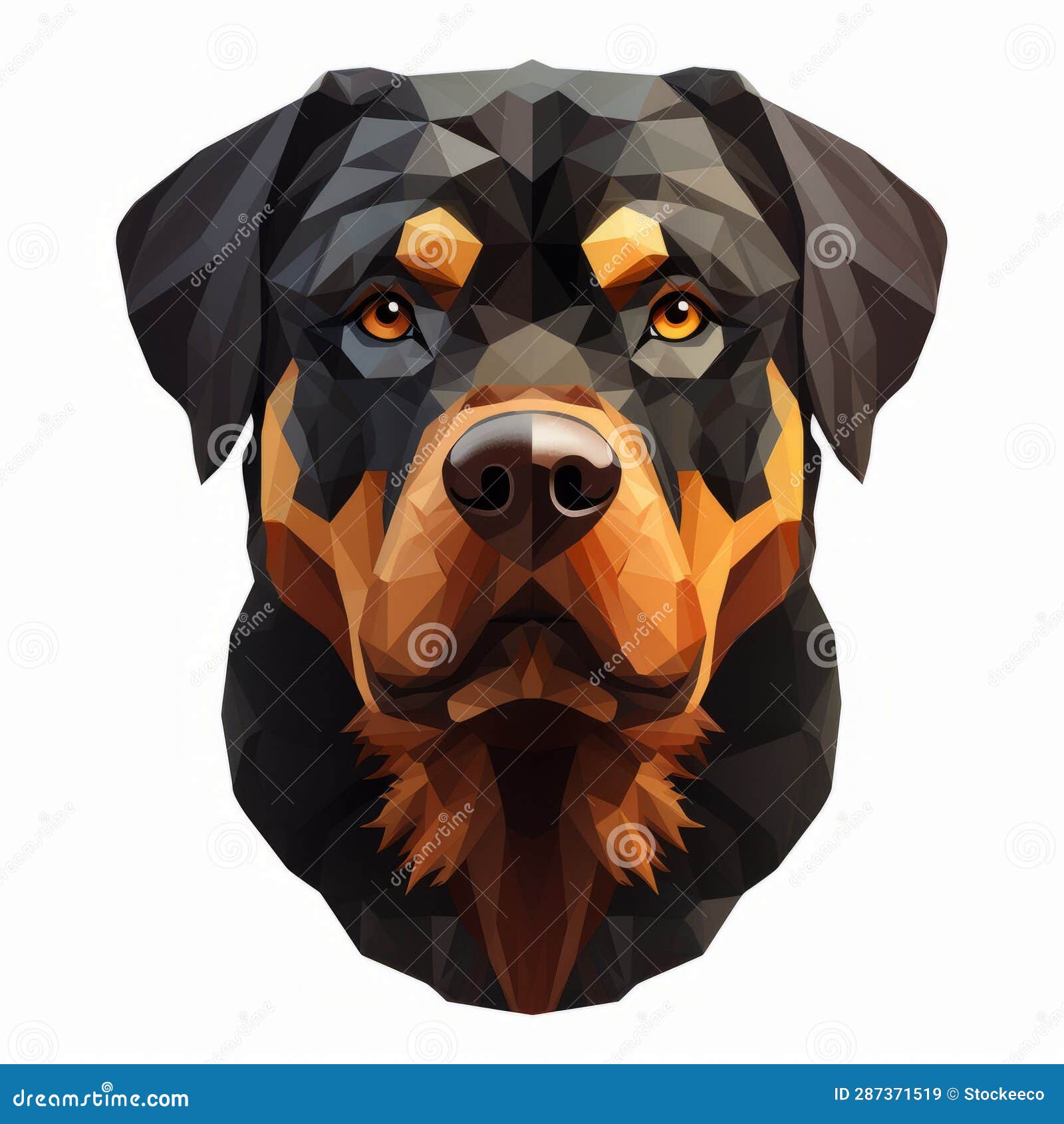 Lowpoly Rottweiler Illustration: Unique 3d Style Design Stock ...