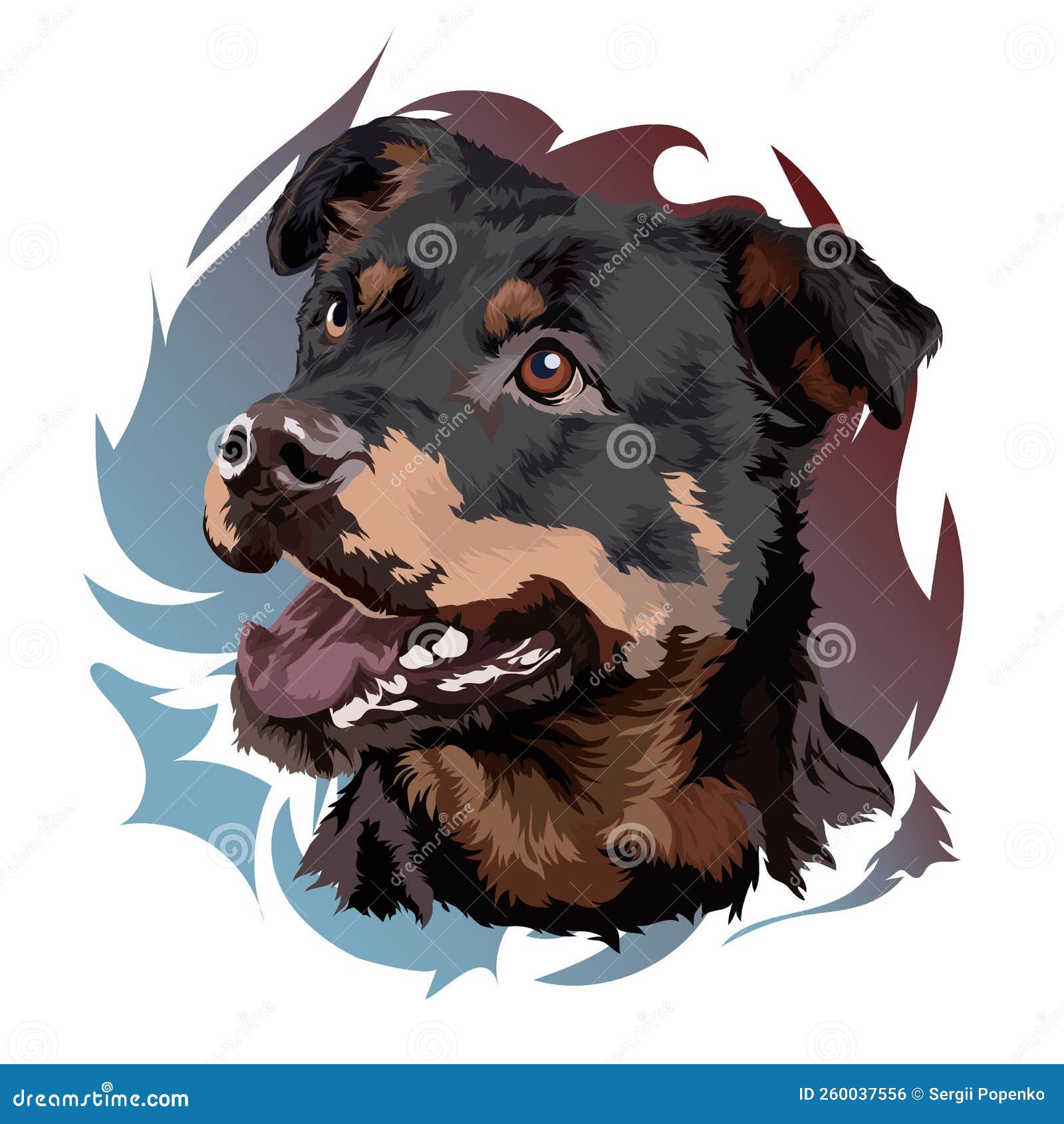 The Head of a Rottweiler Dog. Vector Stock Vector - Illustration of ...