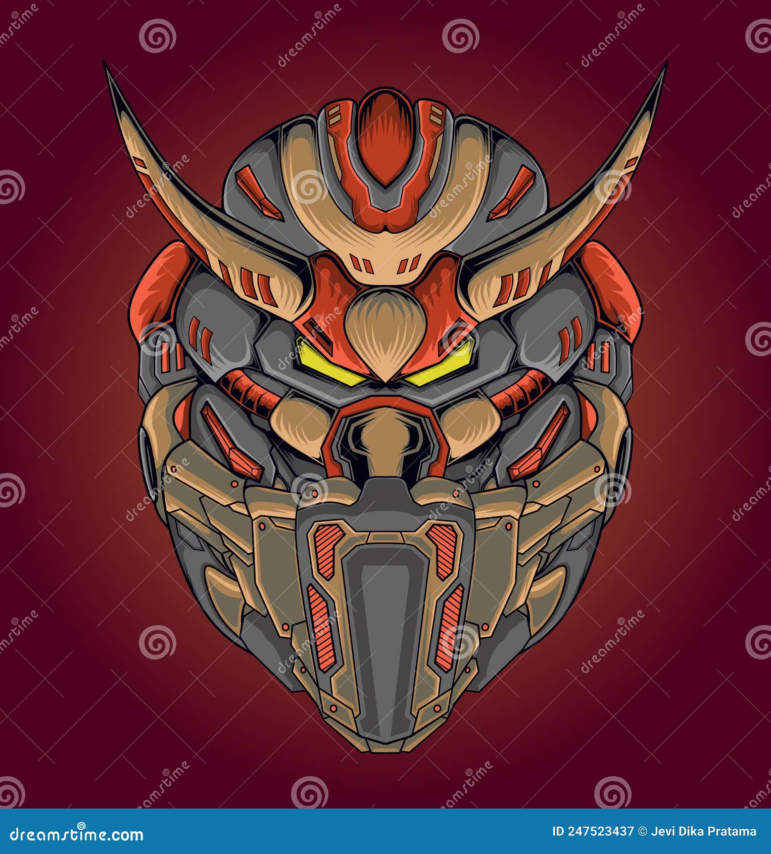 Dog Head Samurai Illustration Cartoon Vector | CartoonDealer.com #227577463