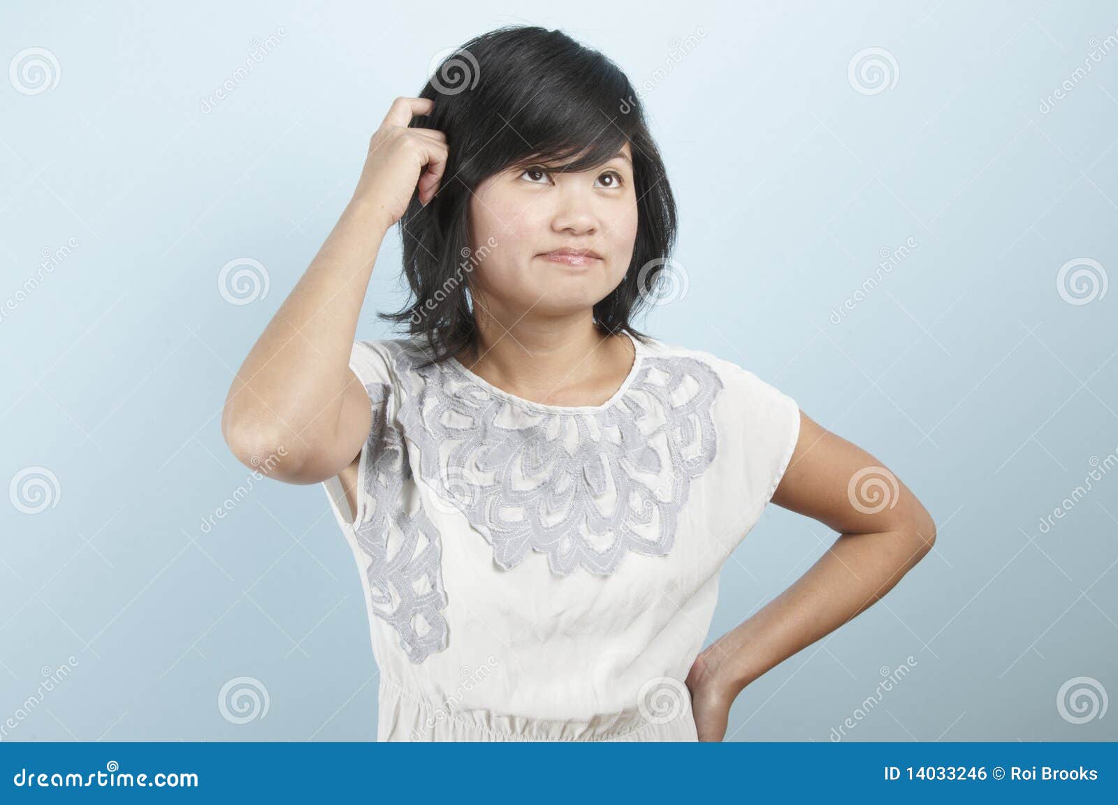 In head-scratching thought stock photo. Image of bangs - 14033246