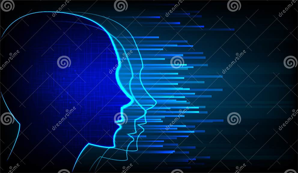 Head Shadow with Transparent Blue Lines, Technology Concept Design ...