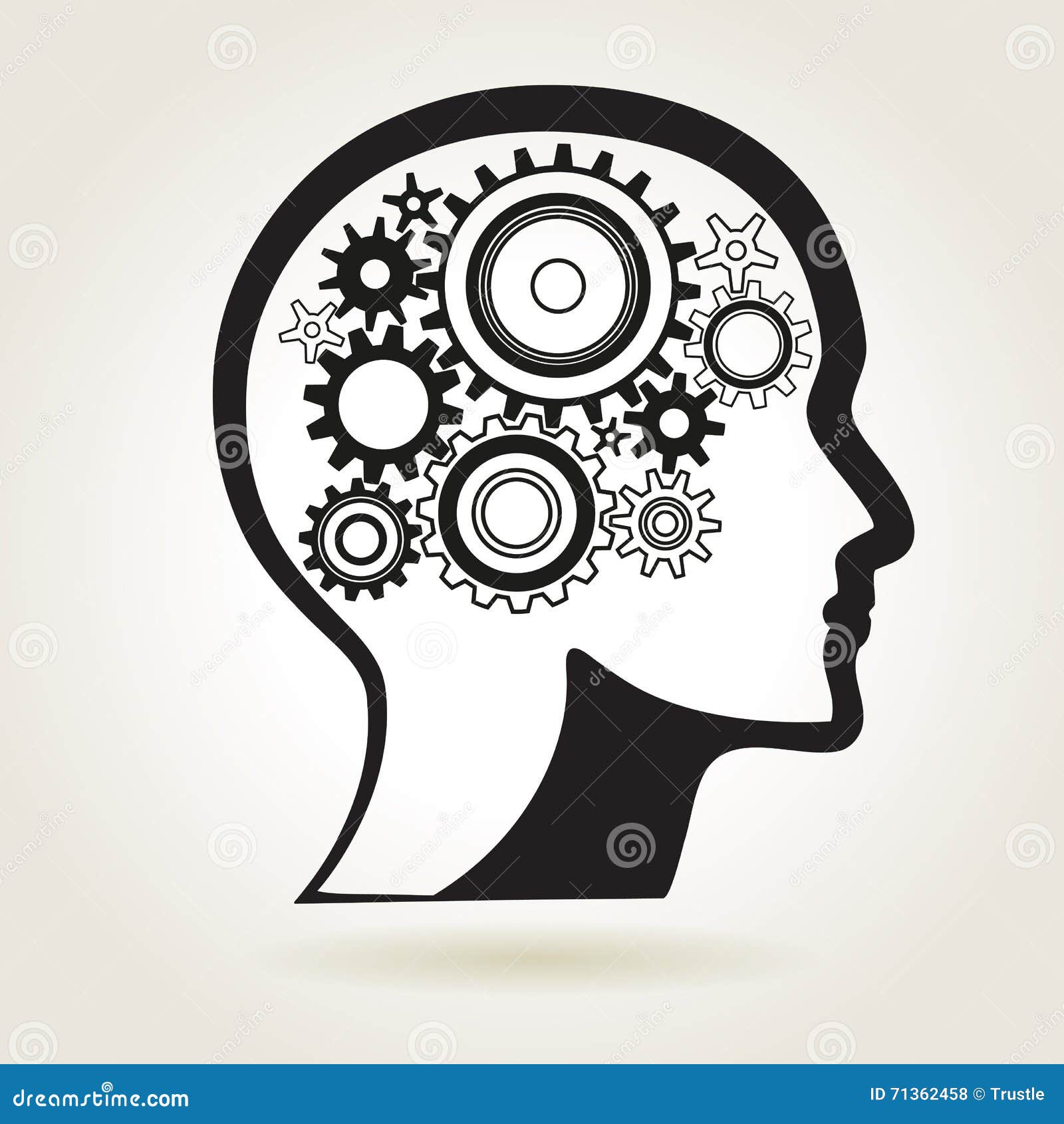 Head shape with cog stock vector. Illustration of mental - 71362458