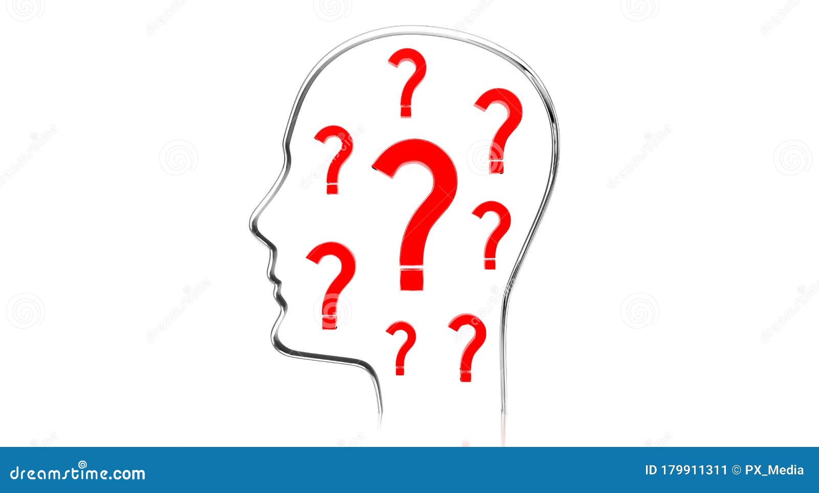 Head Shape, Question Marks - 3D Illustration Stock Illustration ...