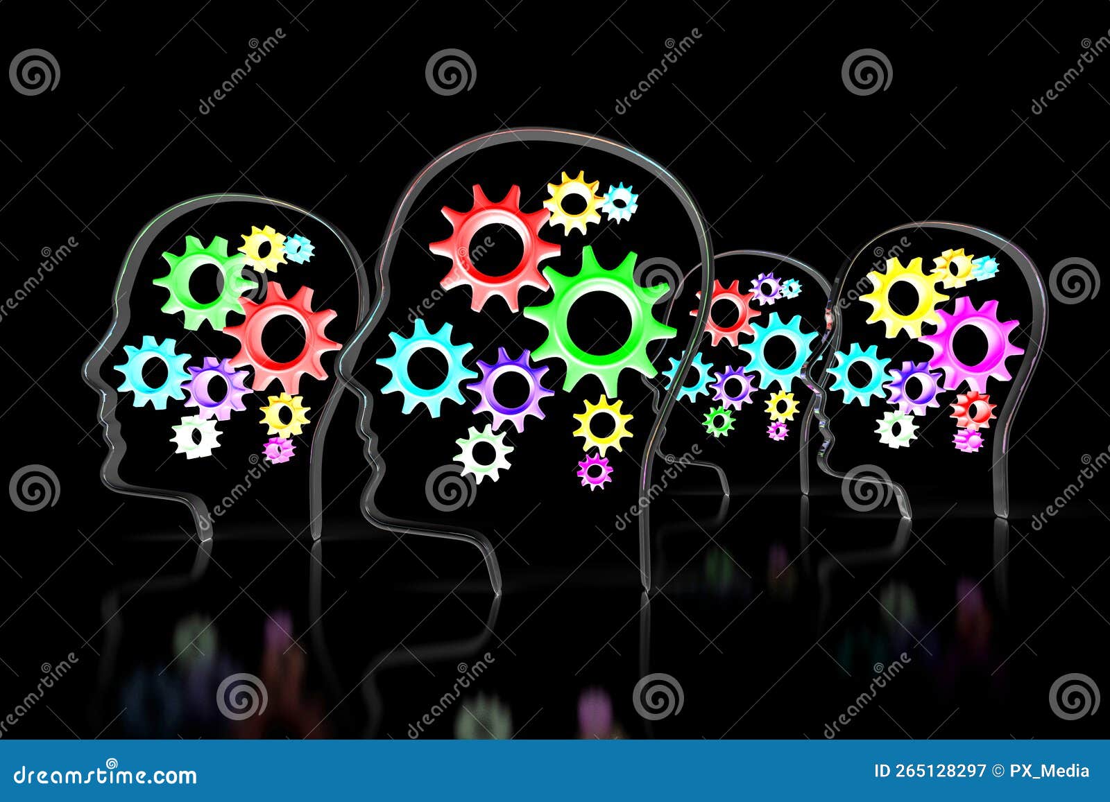 Head Shapes with Gears - Thinking Concept Stock Illustration ...