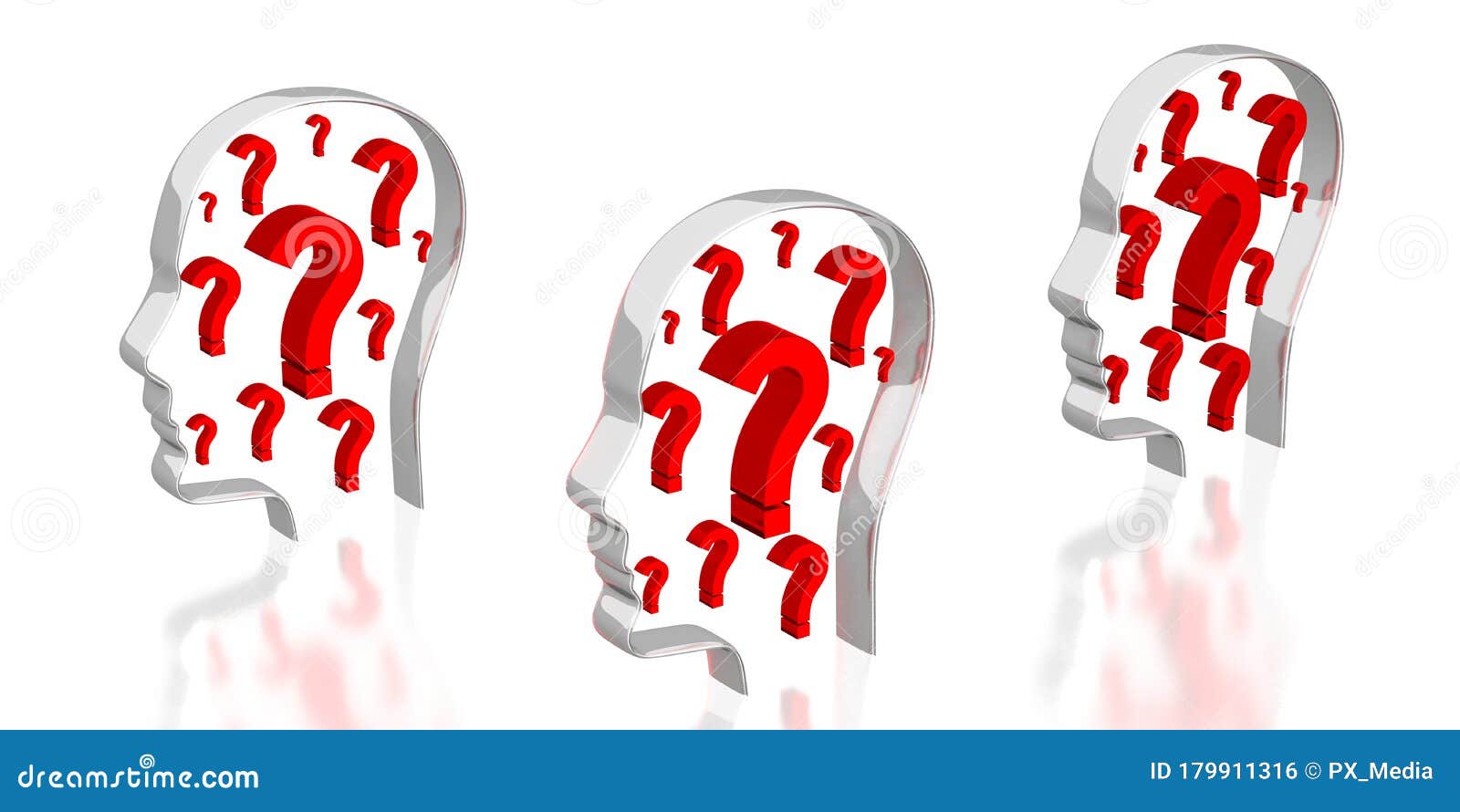 Head Shapes, Question Marks - 3D Illustration Stock Illustration ...