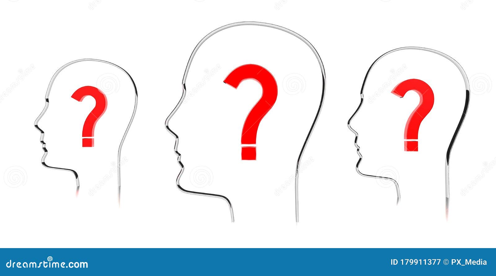 Head Shapes, Question Marks - 3D Illustration Stock Illustration ...